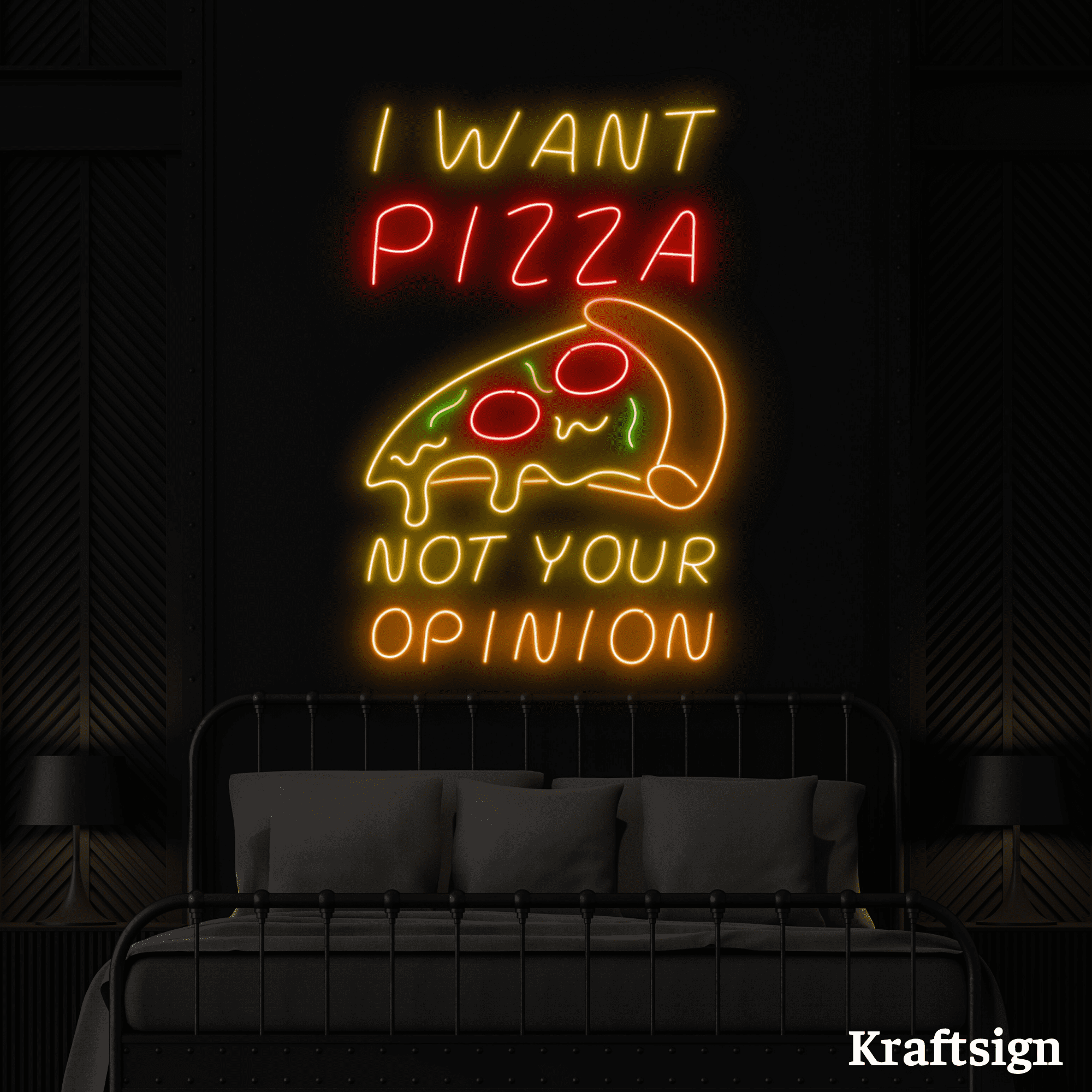 Craftnamesign I Want Pizza Not Your Opinion Neon Sign, Pizza Shop Decor ...