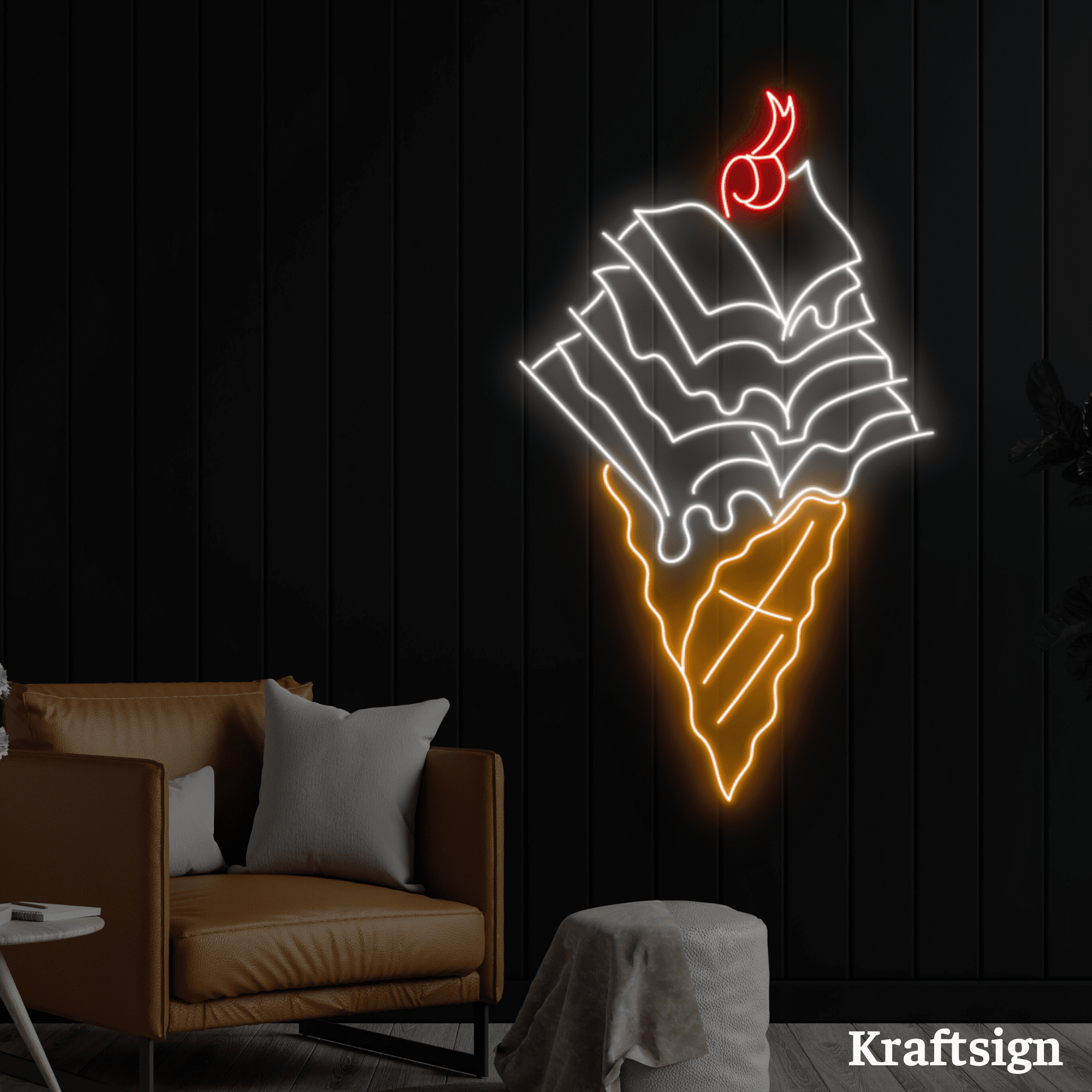 Craftnamesign Ice Cream Book Neon Sign, Ice Cream Shop Decor, Shop ...