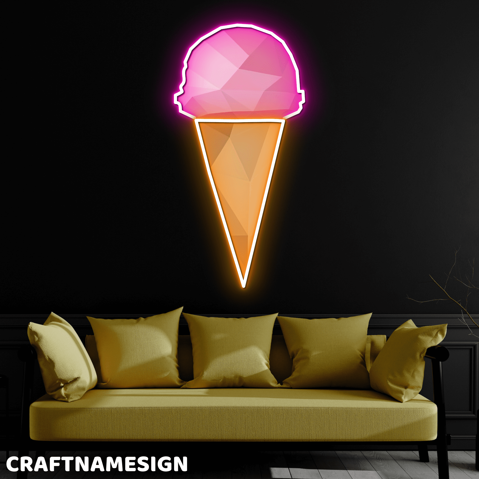 Craftnamesign Ice Cream Cone Neon Decal, Dessert Store Wall Art, Ice ...