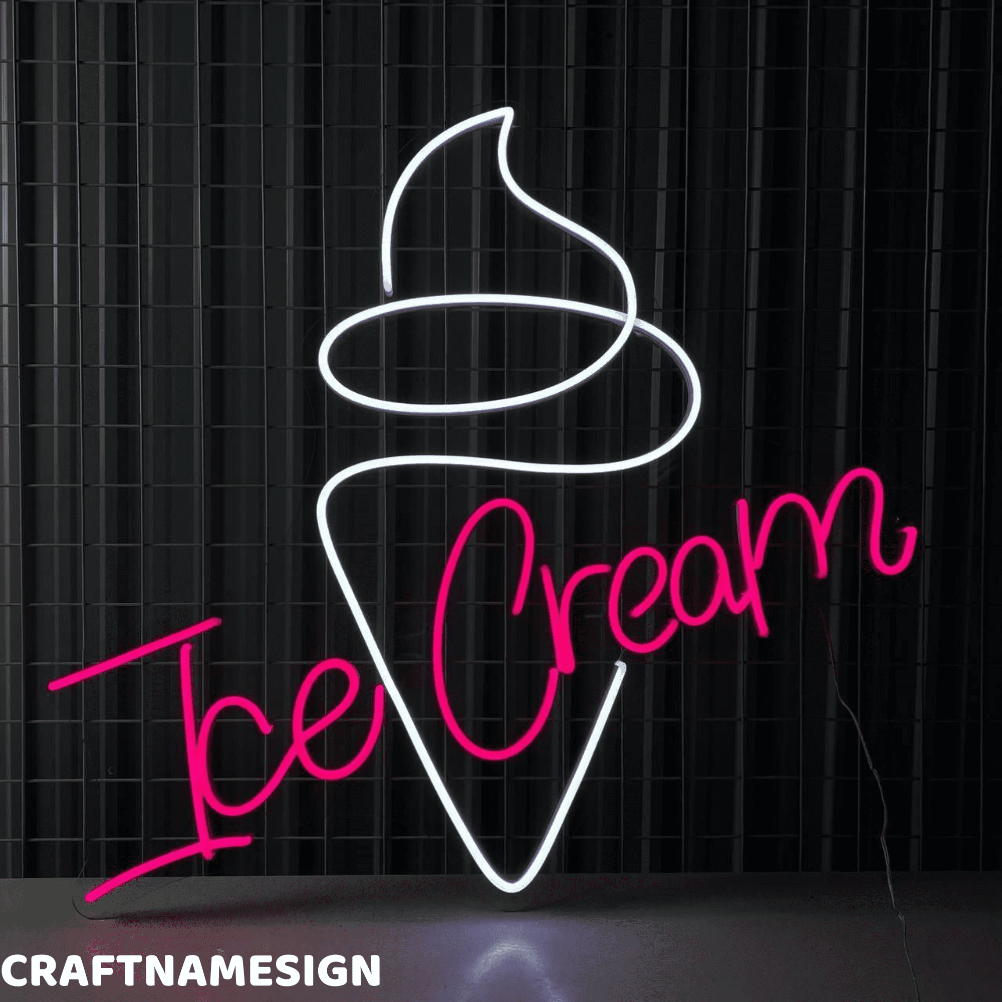 Craftnamesign Ice Cream Cone Neon Sign, Ice Cream Shop Wall Decor ...