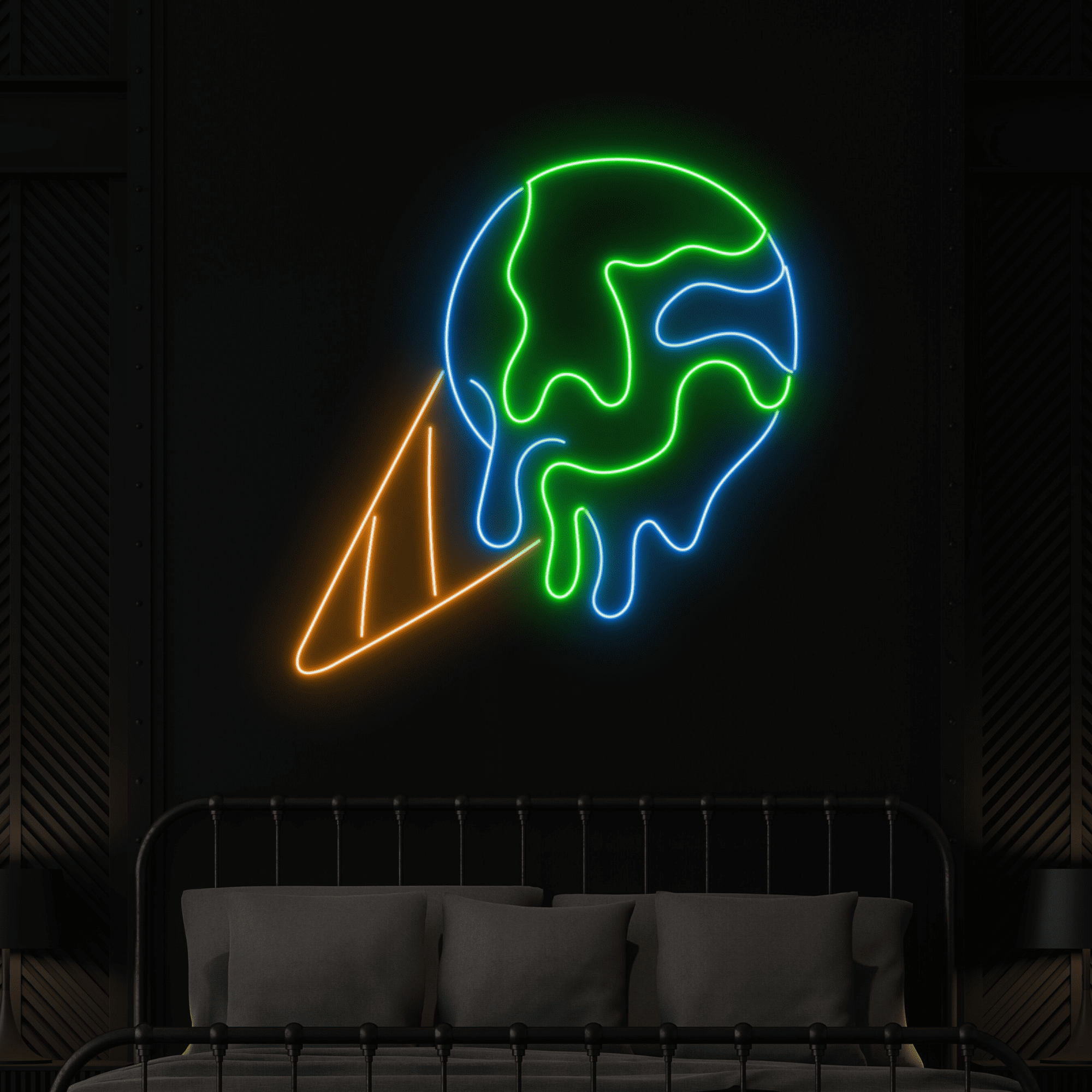 Craftnamesign Ice Cream Earth Neon Sign,Ice Cream Shop LED Sign,Earth ...