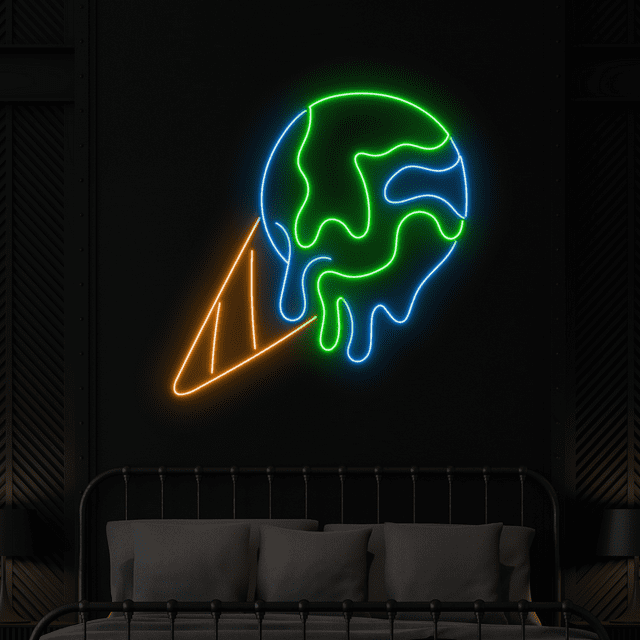 Craftnamesign Ice Cream Earth Neon Sign,Ice Cream Shop LED Sign,Earth ...