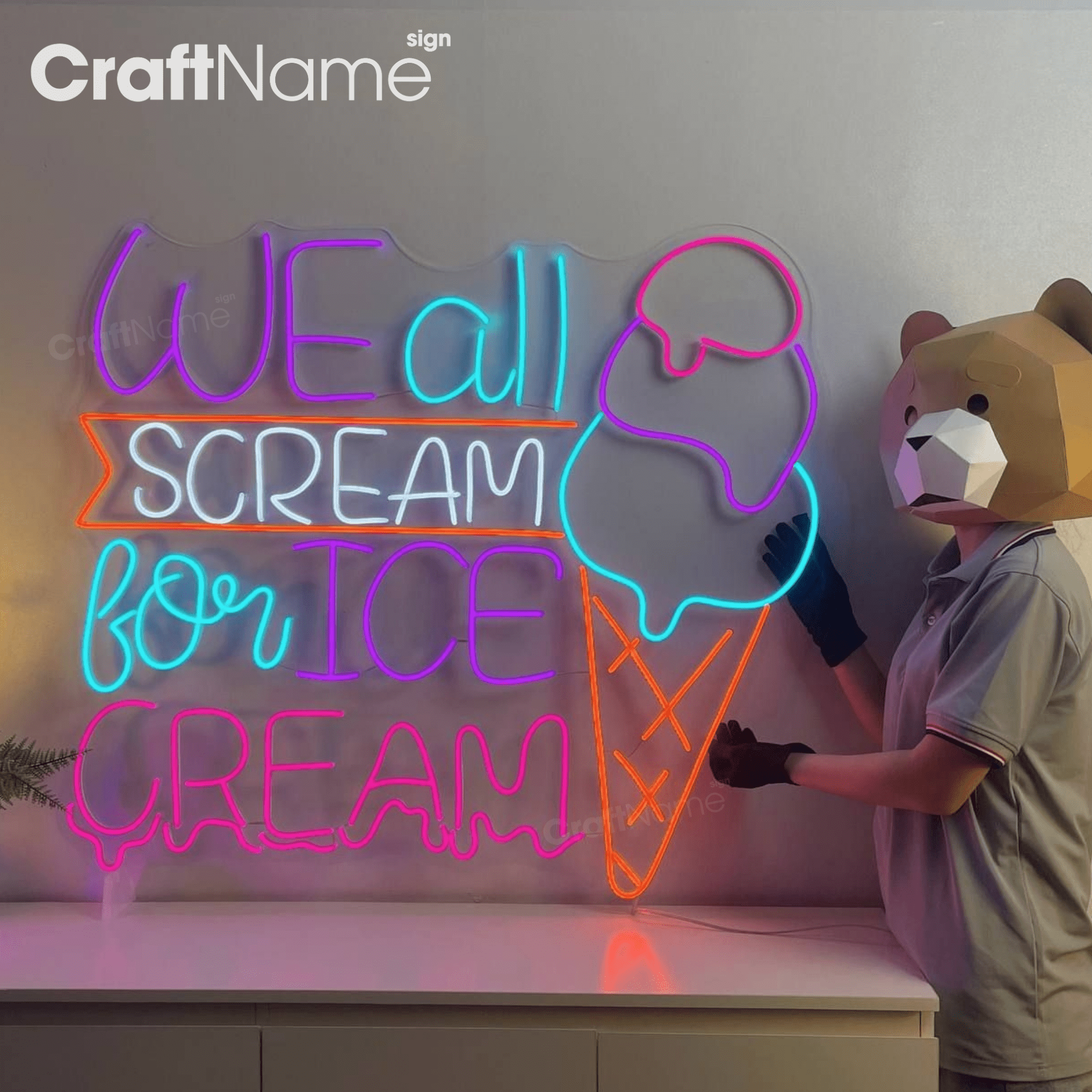 Craftnamesign Ice Cream Led Light for Ice Cream Shop Wall Art, Dessert ...