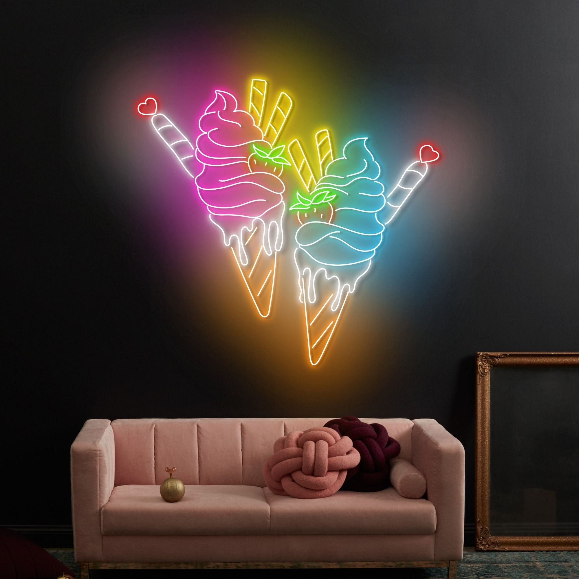 Craftnamesign Ice Cream Neon Light Art, Ice Cream Shop Led Sign, Ice ...
