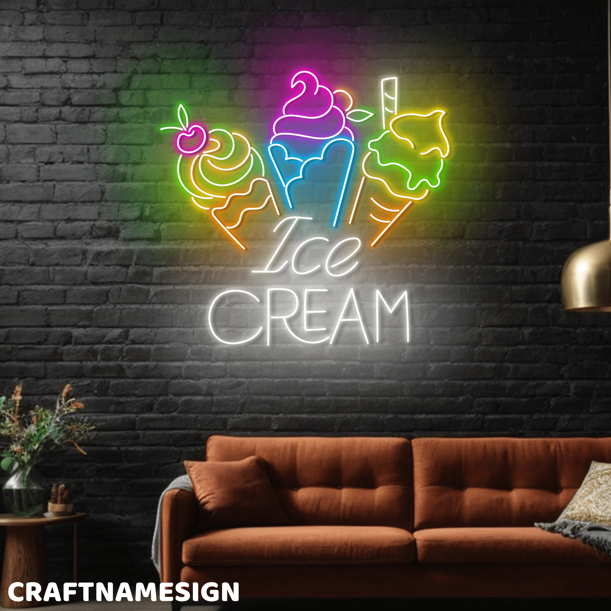 Craftnamesign Ice Cream Neon Light For Wall Decor, Gelato Store Wall ...