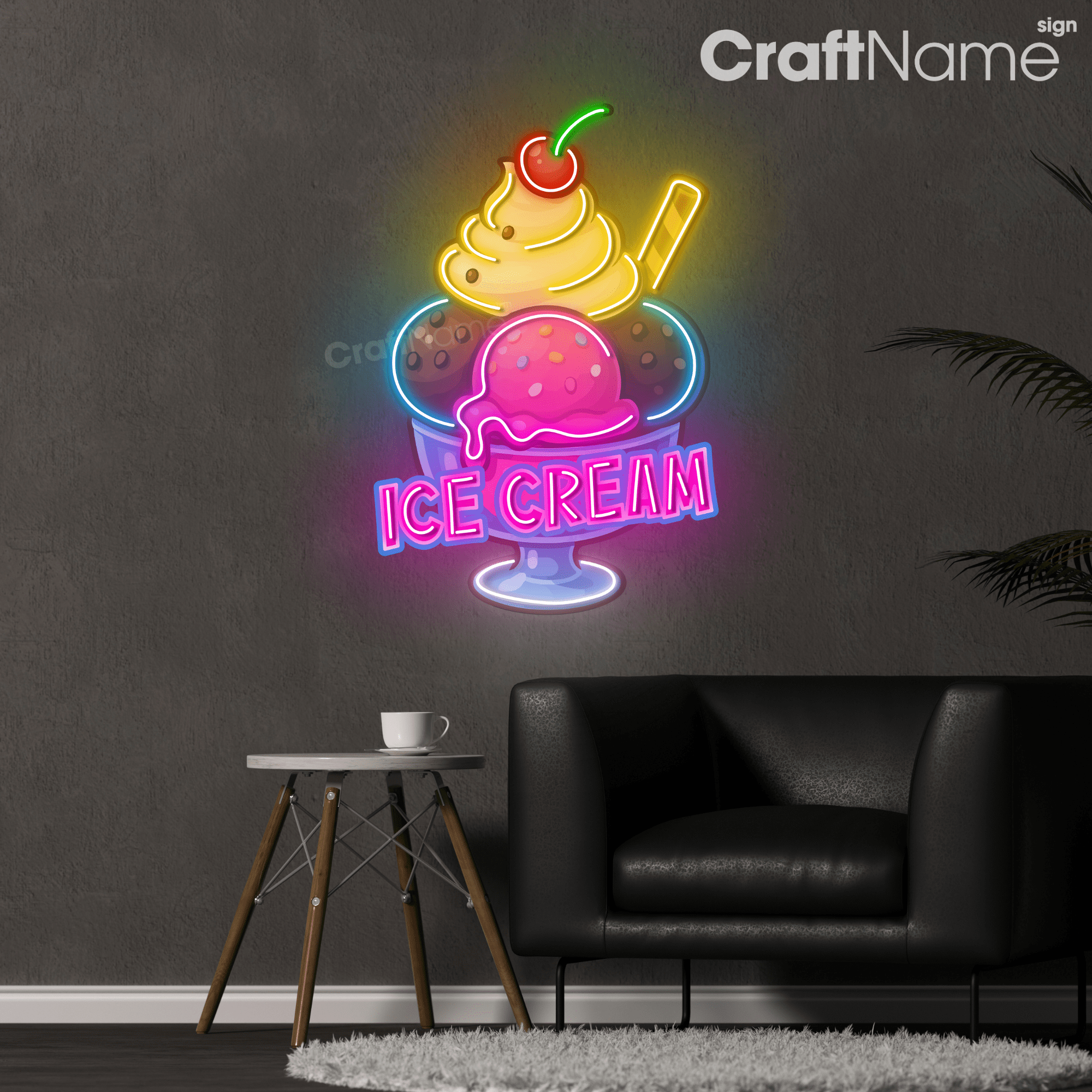 Craftnamesign Ice Cream Neon Light for Ice Cream Store Wall Art ...