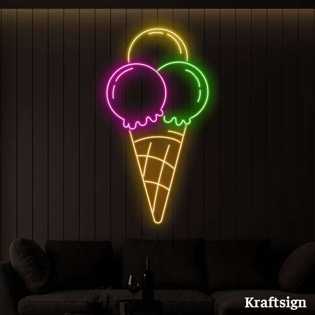 Craftnamesign Ice Cream Neon Sign, Ice Cream Shop Decor, Ice Cream ...