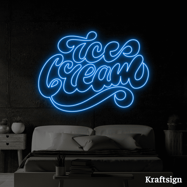 Craftnamesign Ice Cream Neon Sign, Ice Cream Shop Decor, Ice Cream ...