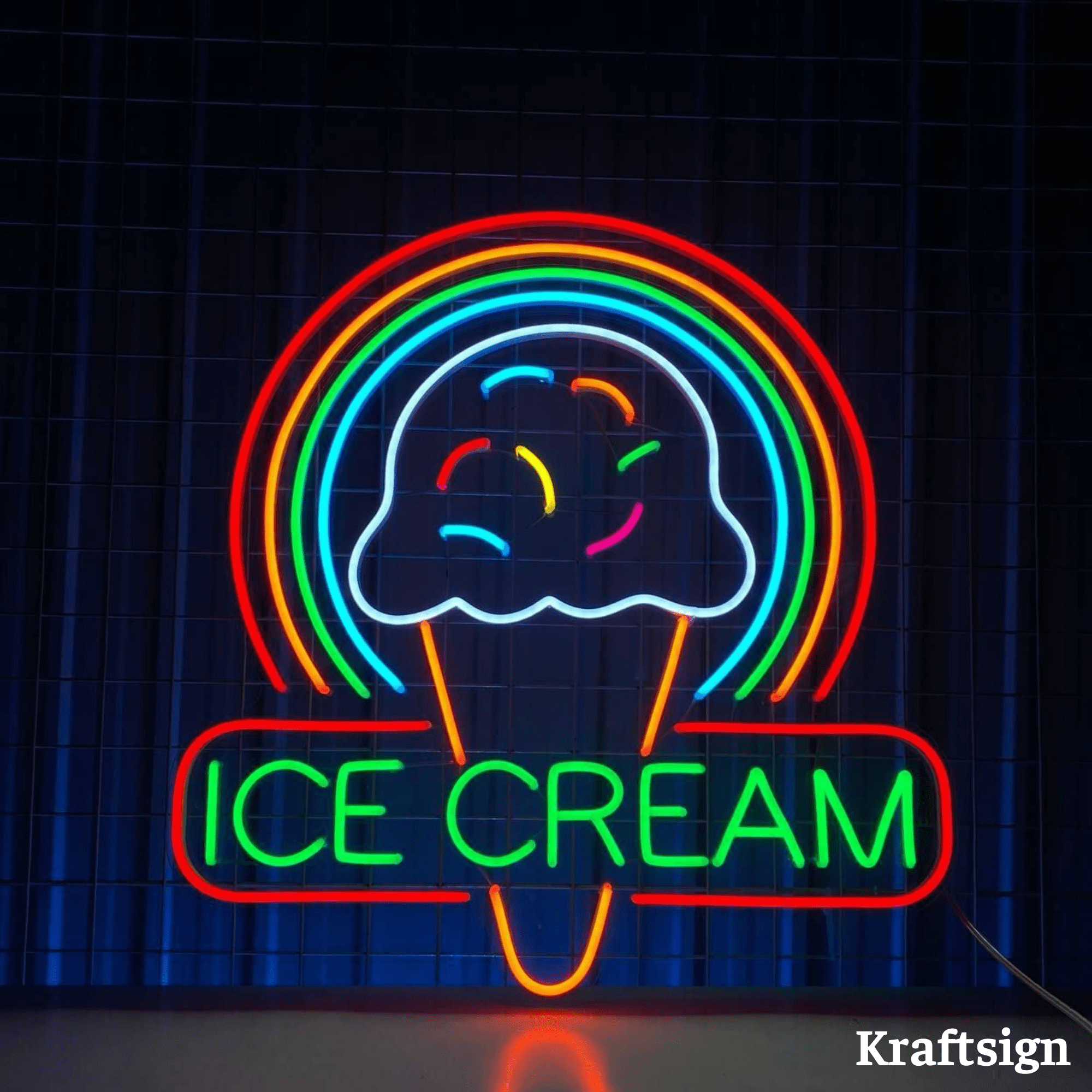 Craftnamesign Ice Cream Neon Sign, Ice Cream Shop LED Sign, Shop Decor ...