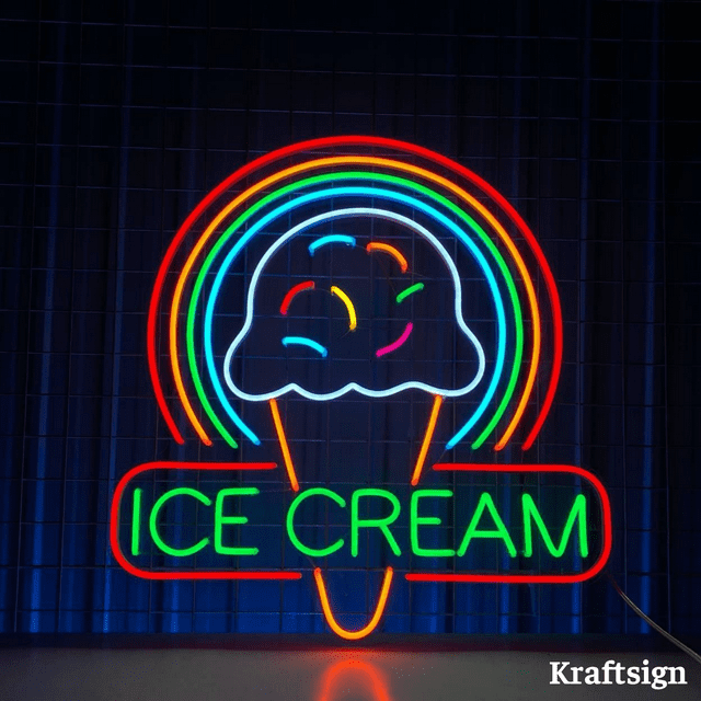 Craftnamesign Ice Cream Neon Sign, Ice Cream Shop LED Sign, Shop Decor ...