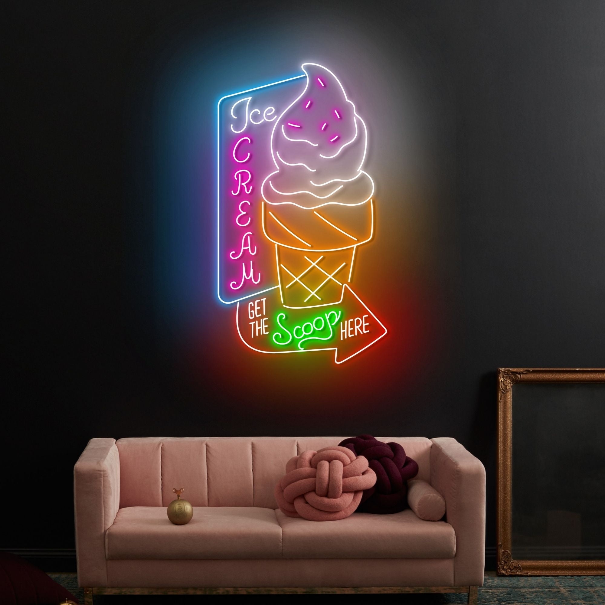 Craftnamesign Ice Cream Scoop Here Neon Art, Ice Cream Signboard Wall ...
