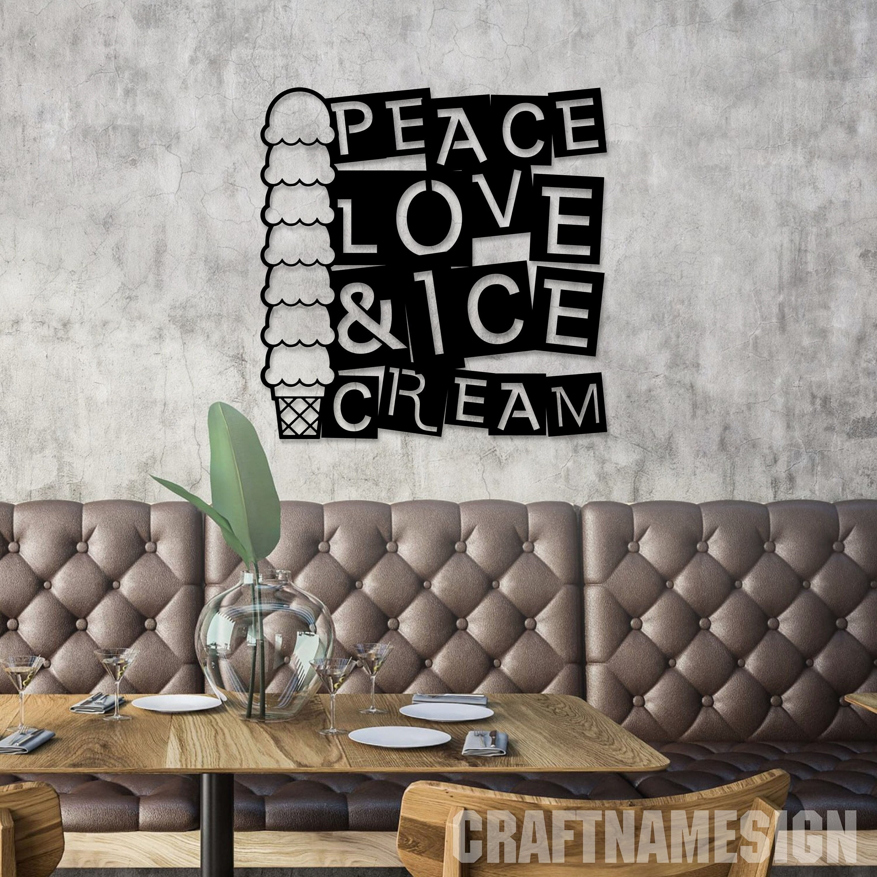 Craftnamesign Ice Cream Shop Metal Wall Art with LED Lights, Ice Cream ...