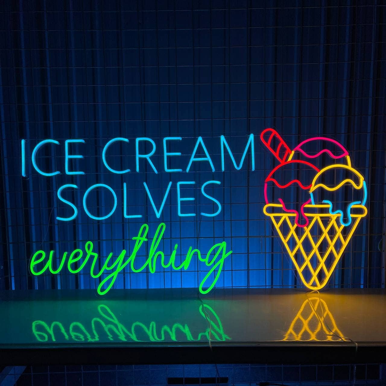 Craftnamesign Ice Cream Solve Everything Neon Sign, Ice Cream Shop ...