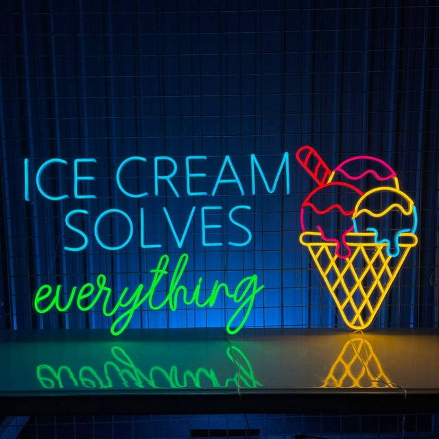 Craftnamesign Ice Cream Solve Everything Neon Sign, Ice Cream Shop ...