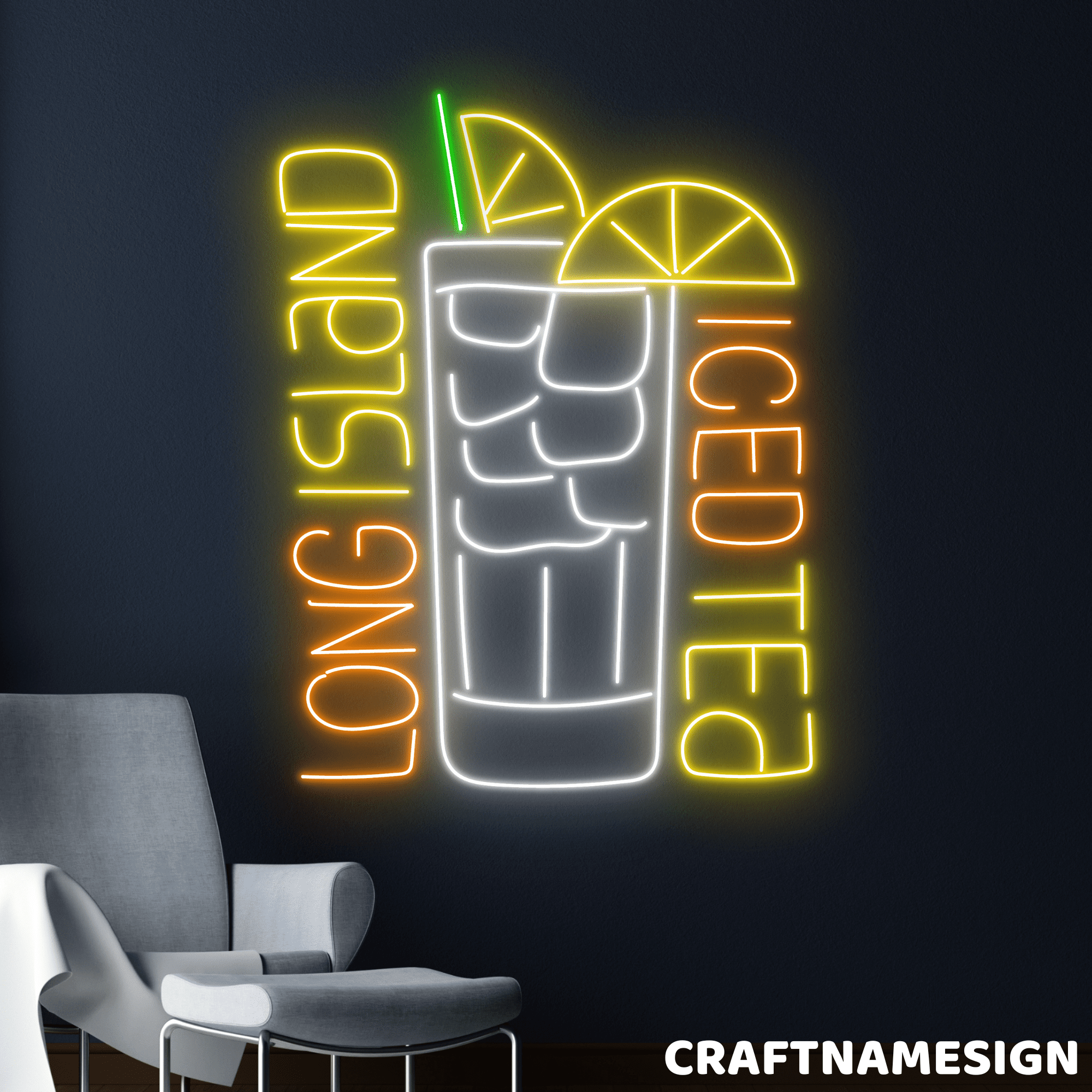 Craftnamesign Iced Tea Neon Sign, Coffee & Tea Wall Art Decor, Juice ...
