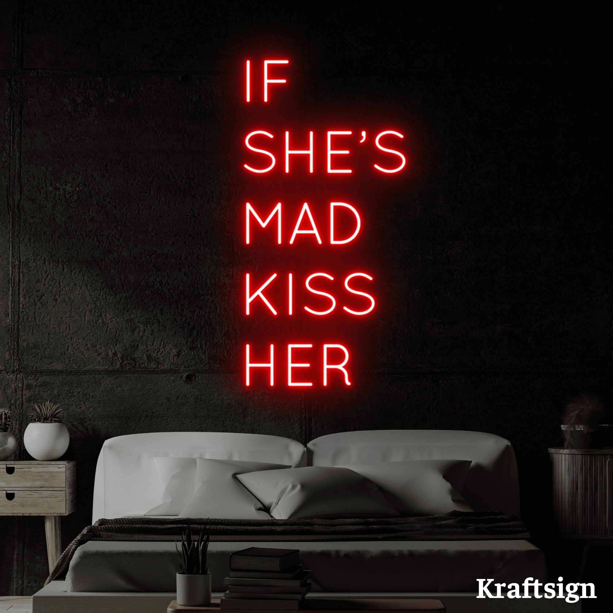 Craftnamesign If She's Mad Kiss Her Neon Sign, Quotes LED Sign, Room ...