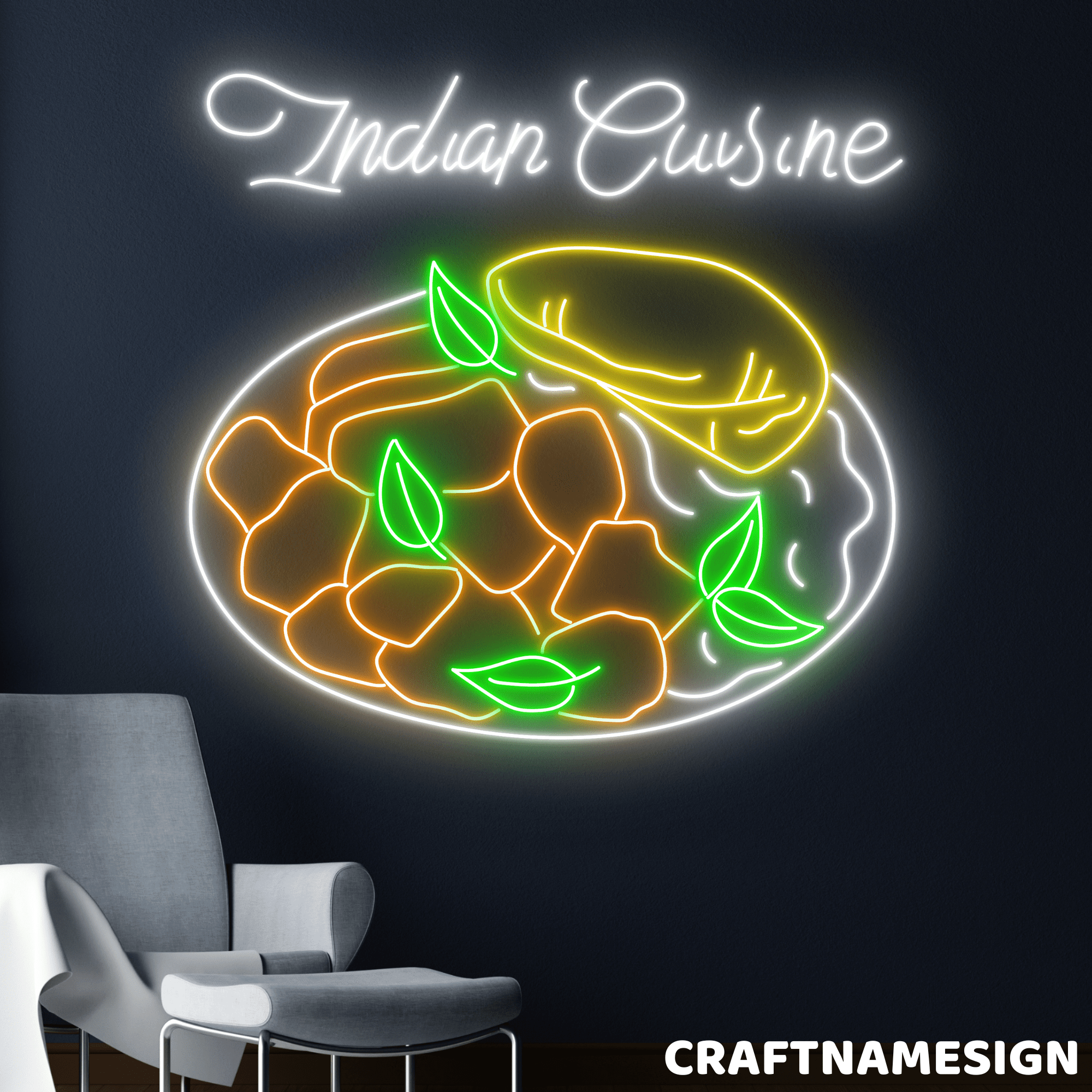 Craftnamesign Indian Cuisine Neon Sign, Indian Food Wall Decor ...