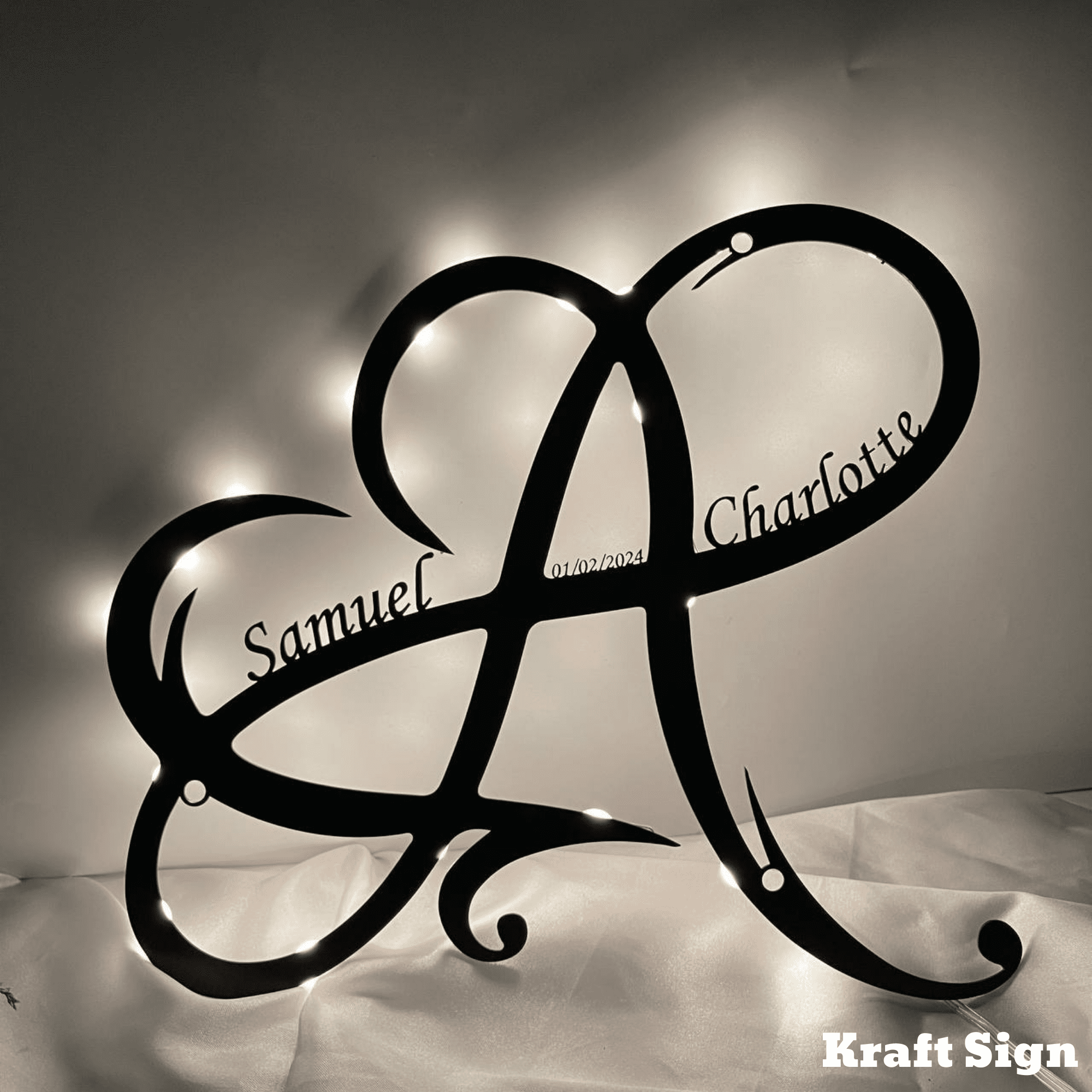 Craftnamesign Infinite Heart Metal Sign,Custom Couple Name Sign ...