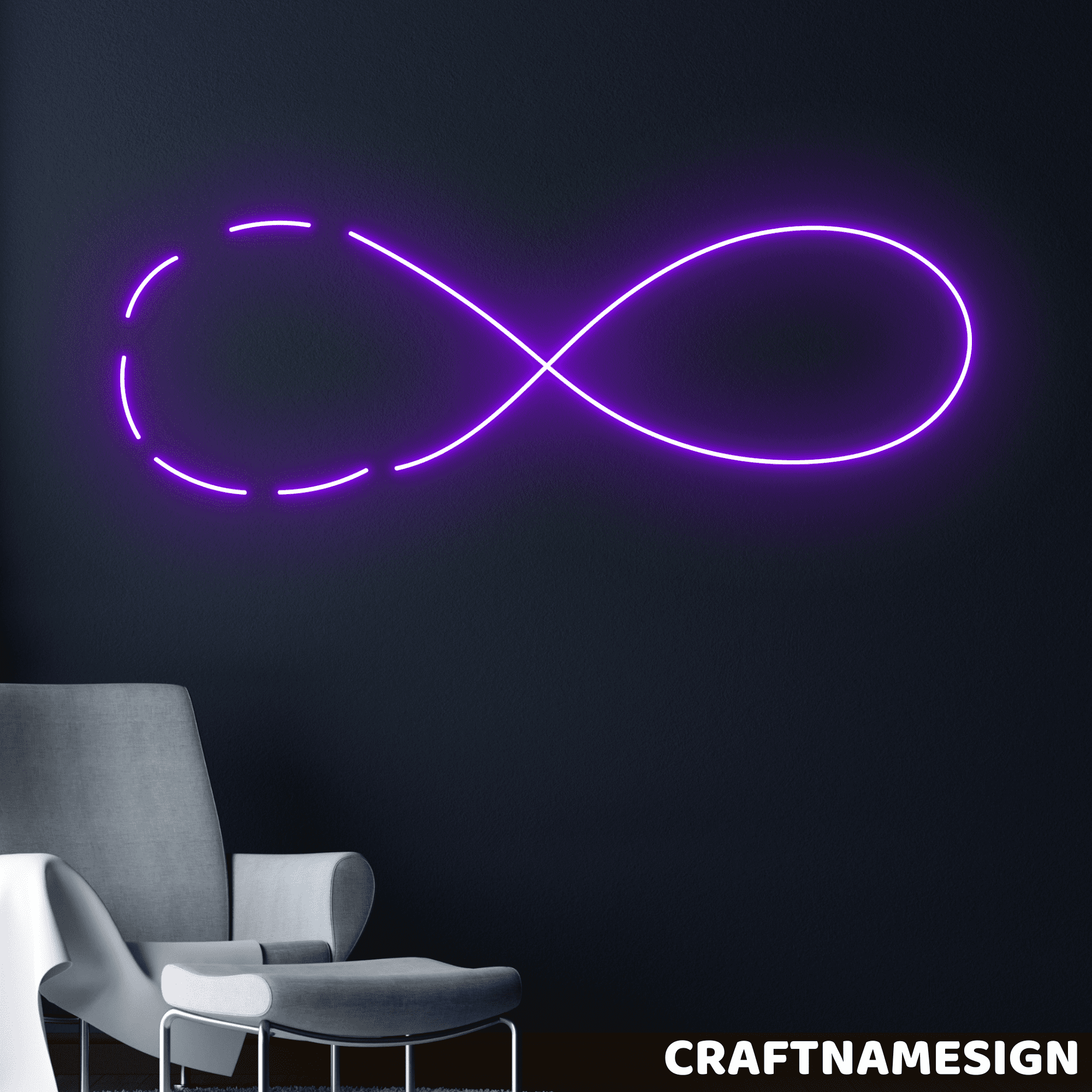 Craftnamesign Infinity Neon Sign, Living Room Wall Art, Classroom Wall ...