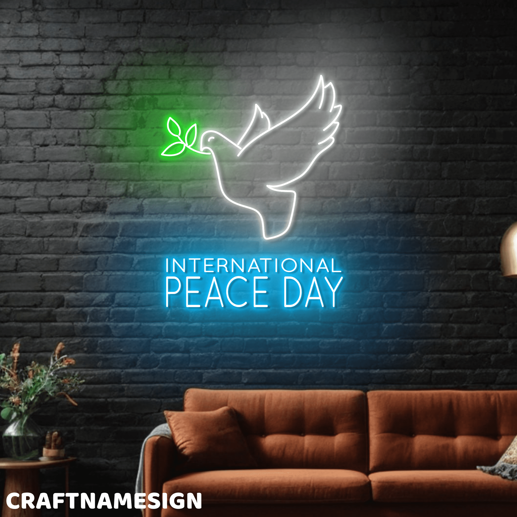 Craftnamesign International Peace Day Neon Sign, Dove Wall Sign ...
