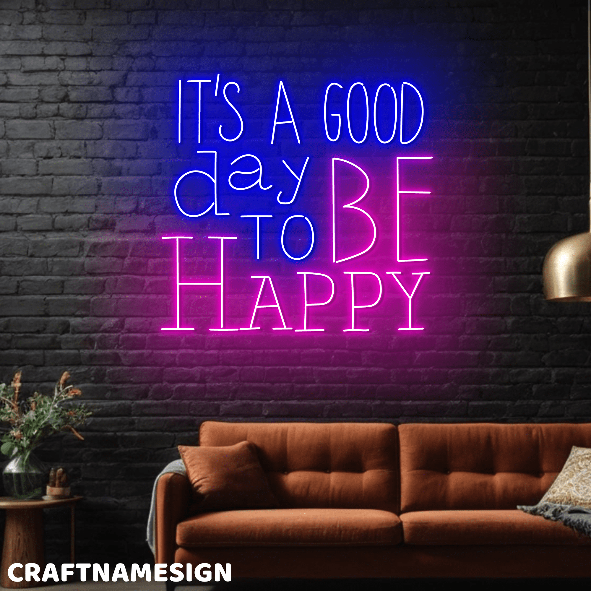 Craftnamesign It's A Good Day To Be Happy Neon Light Wall Art, Shop LED ...