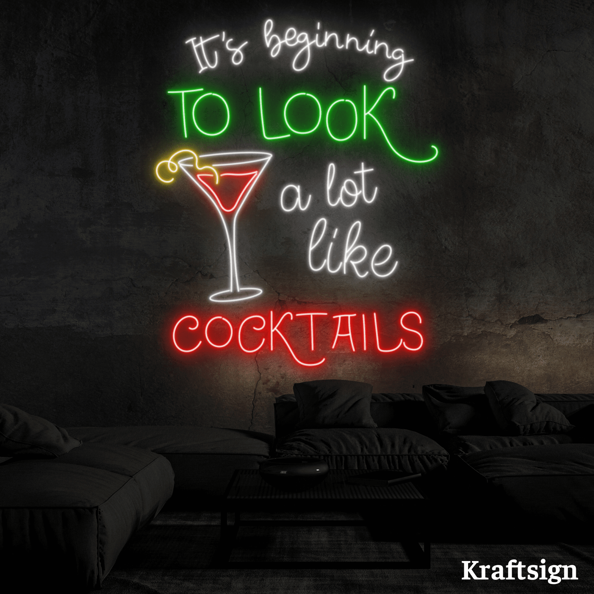 Craftnamesign It's Beginning Look Cocktail Neon Signs, Cocktail Bar ...