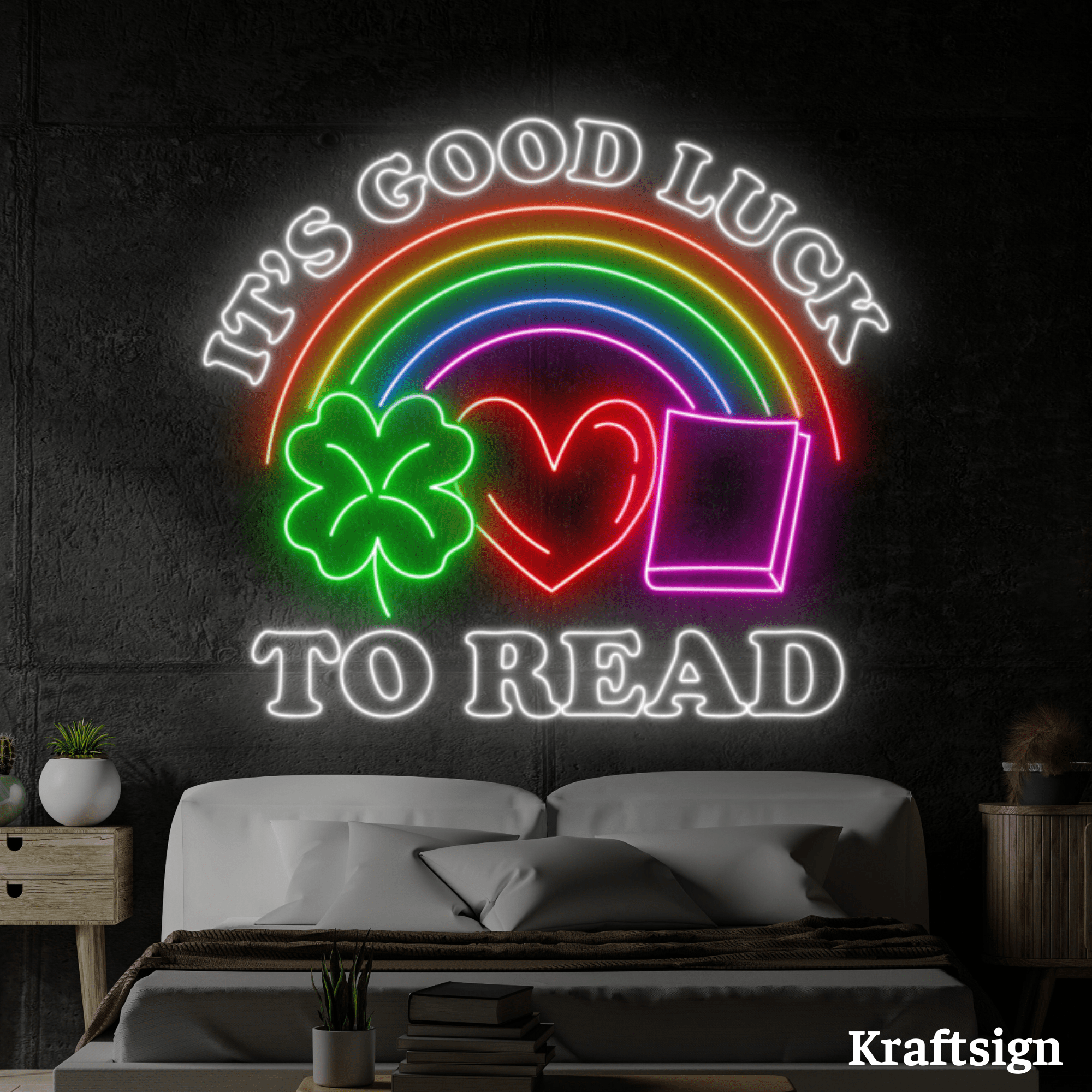 Craftnamesign It's Good Lucky To Read Neon Sign, St. Patrick Day Decor ...