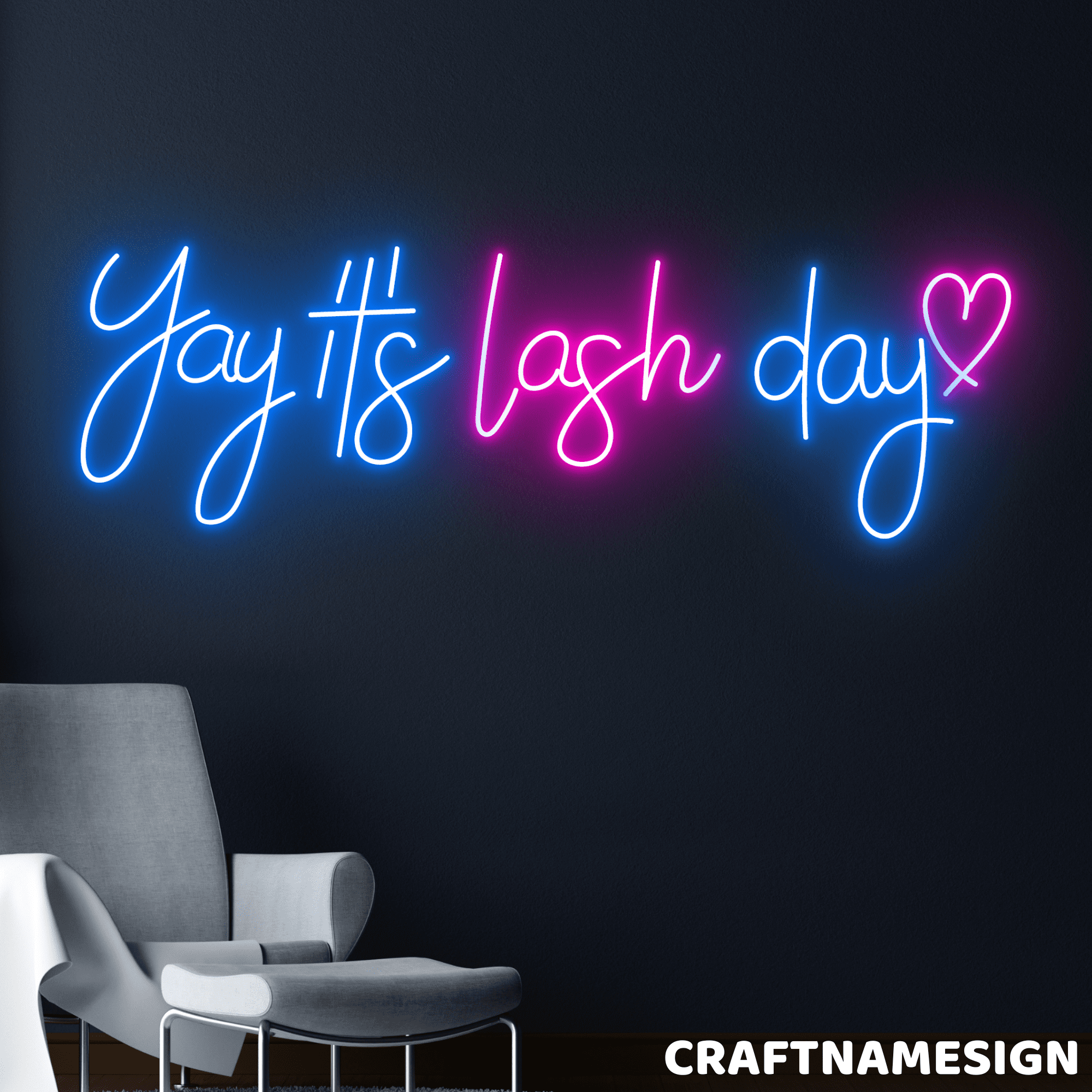 Craftnamesign It's Lash Day Neon Sign, Eyelashes Wall Art, Beauty Spa ...