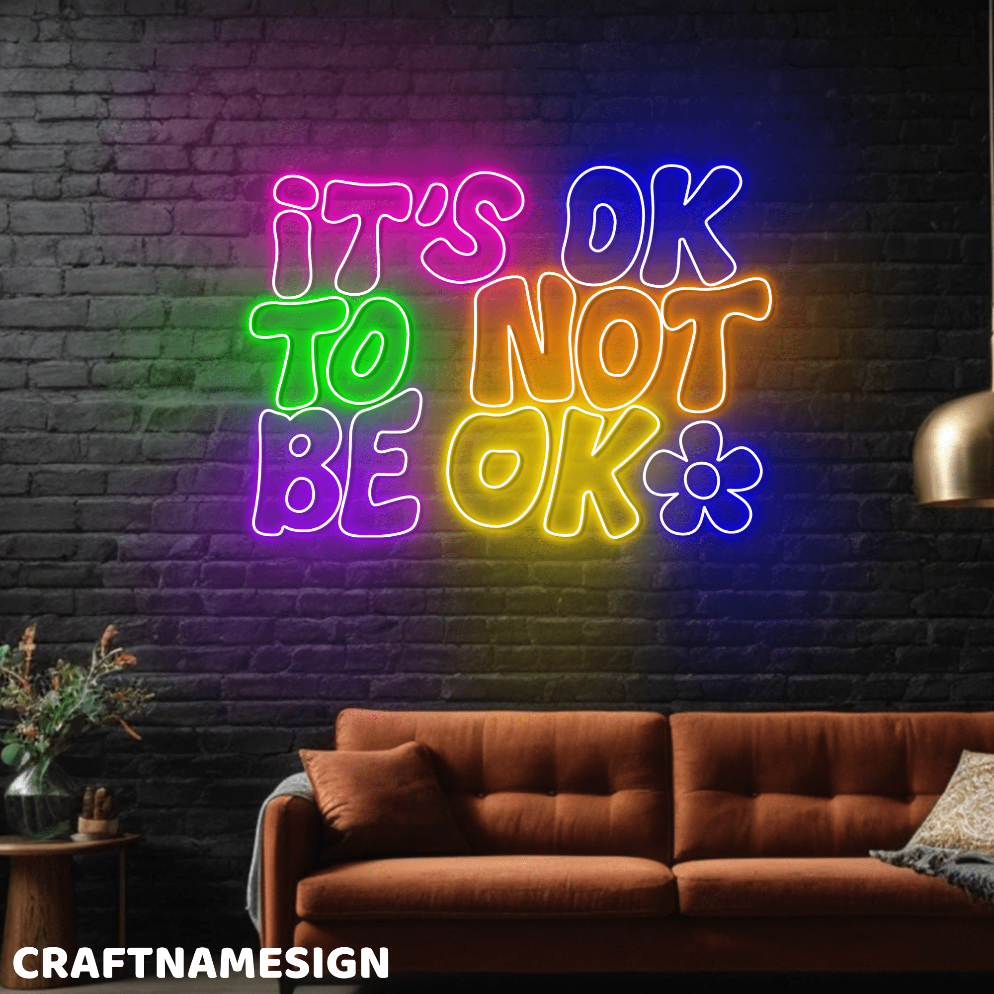 Craftnamesign It's Ok To Not Be Ok Neon Light, Office Wall Sign ...