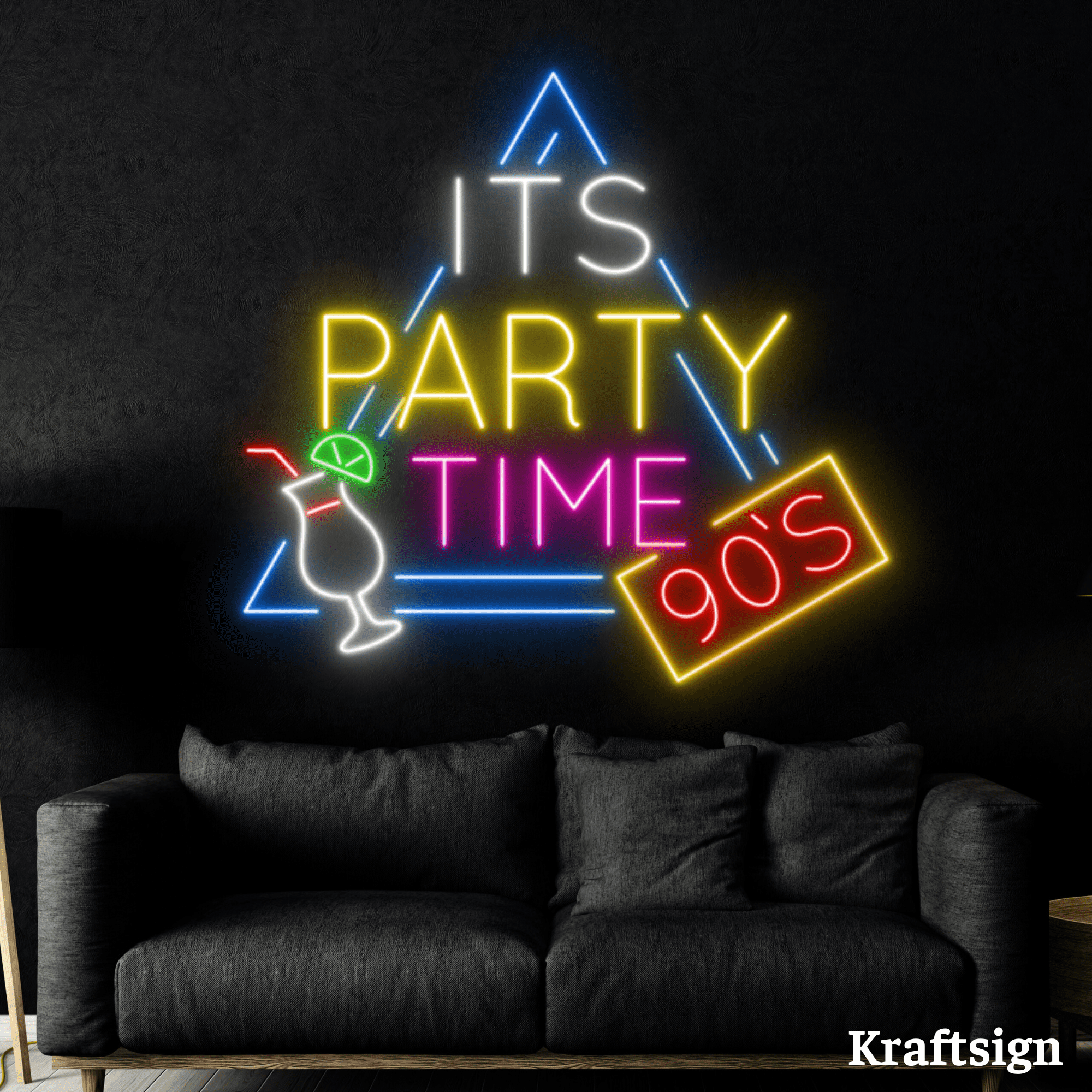 Craftnamesign It's Party Time 90's Neon Sign,90's Style Decor,Bar LED ...