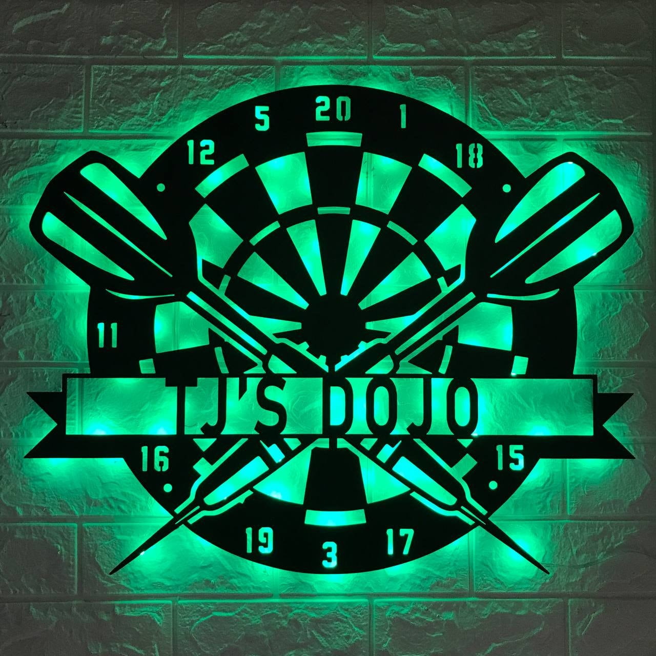 Craftnamesign Dartboard Metal Wall Art LED Light, Custom Dart Gamer ...
