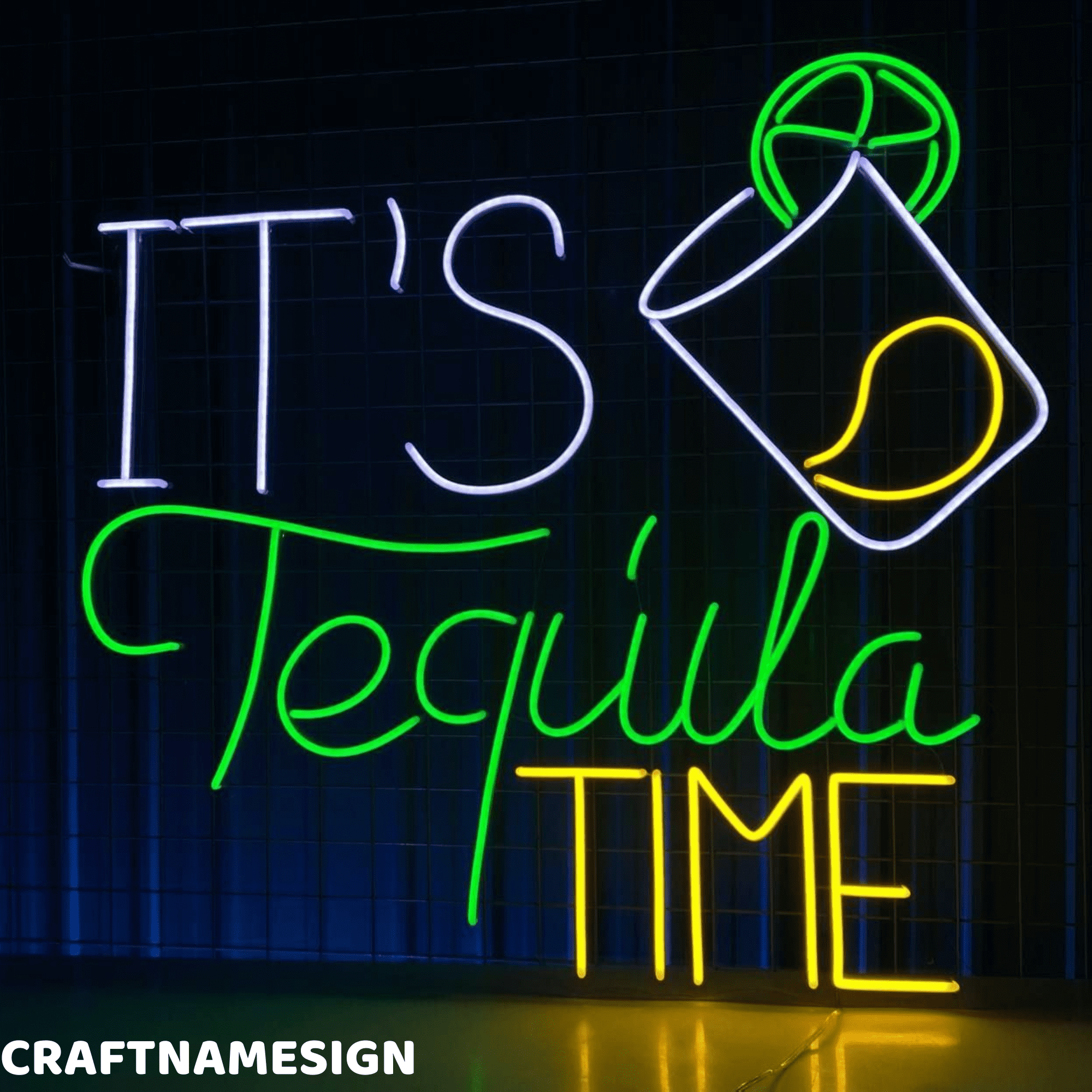 Craftnamesign It's Tequila Time Neon Sign, Party Wall Decor, Tequila ...