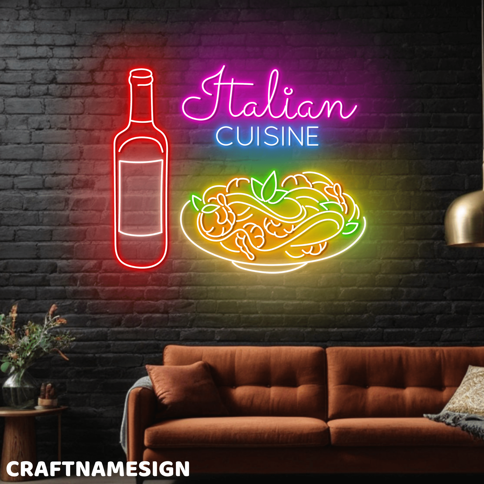 Craftnamesign Italian Cuisine Neon Light For Wall Art, Open Sign ...