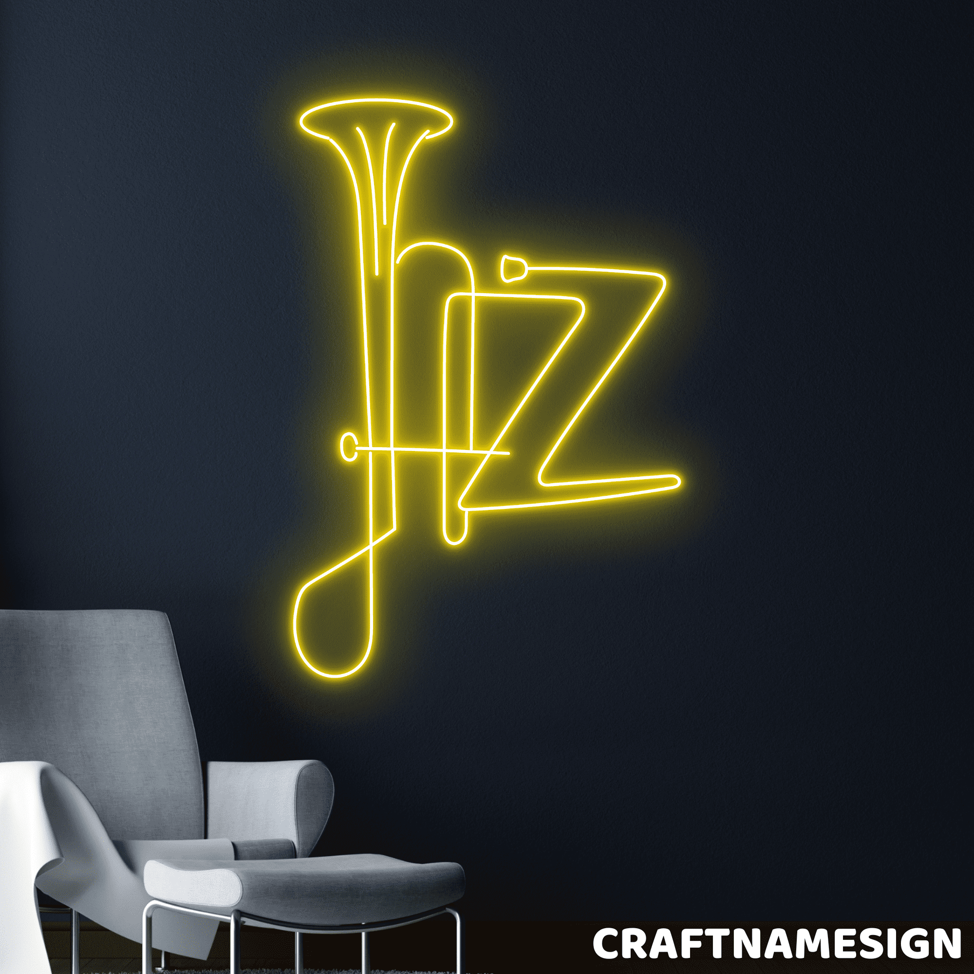 Craftnamesign Jazz Line Art Neon Sign, Saxophone Wall Decor, Music Room ...
