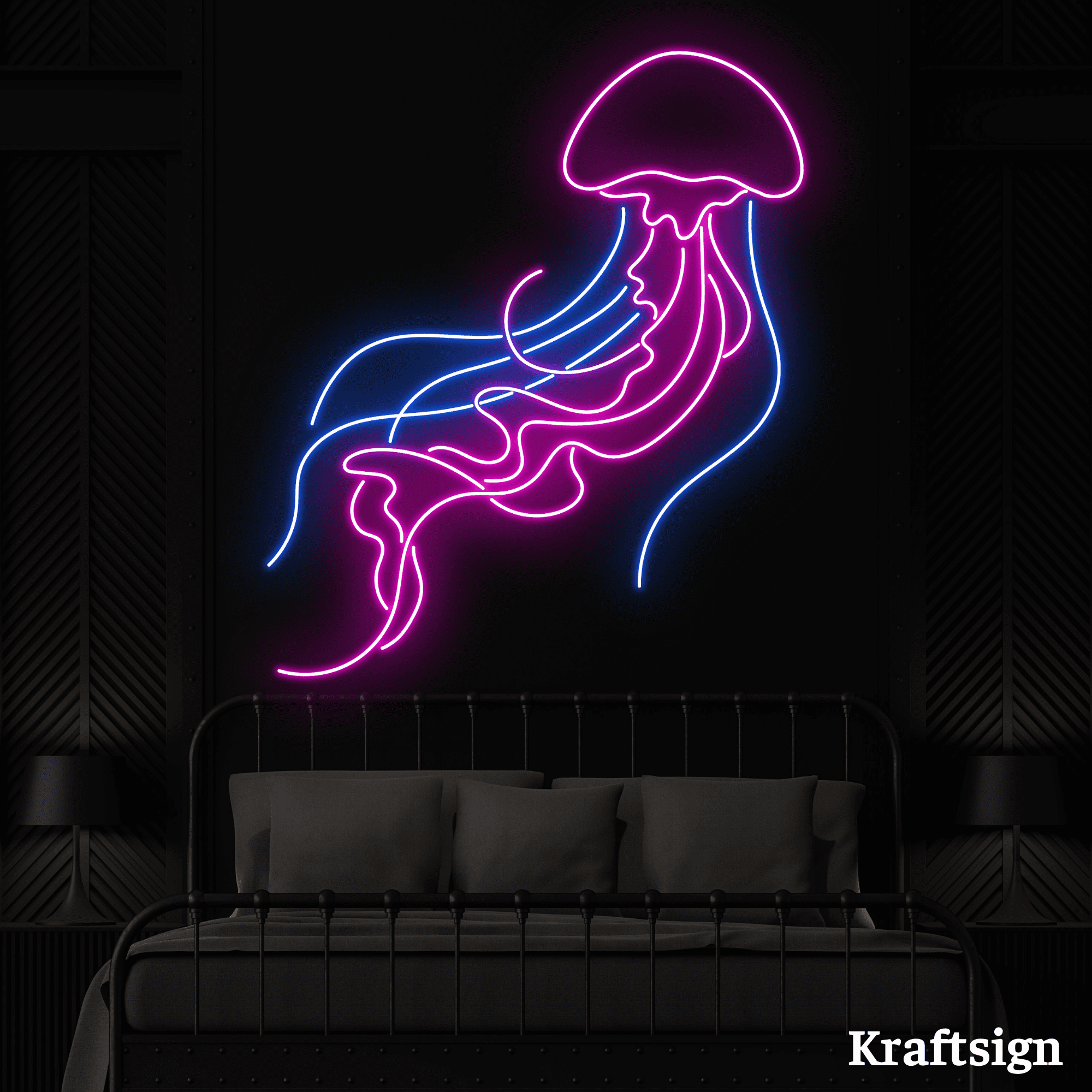 Craftnamesign Jellyfish LED Neon Sign, Aquarium Decor, Bedroom Wall Art ...