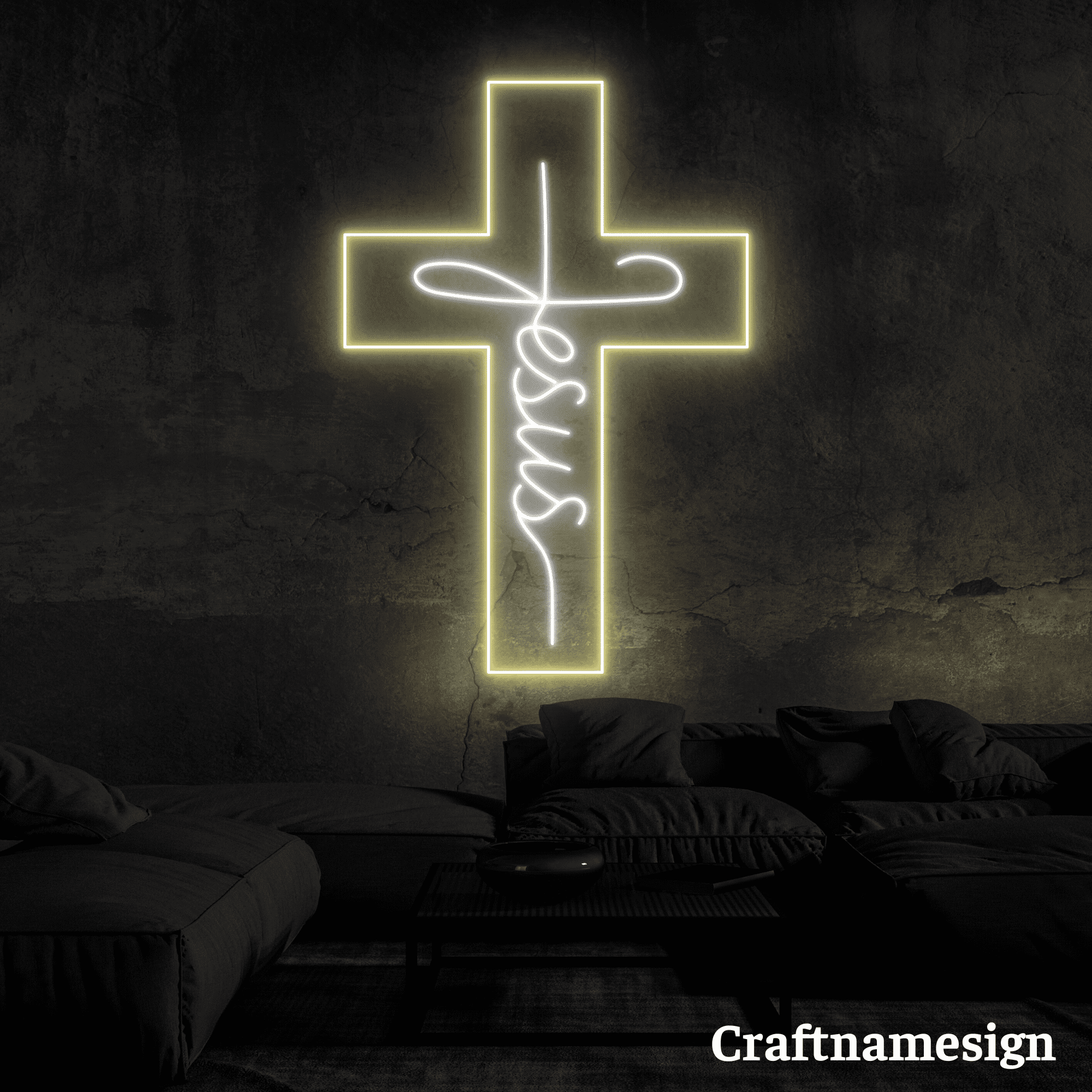 Craftnamesign Jesus And Cross Neon Sign for Church Christian Room Wall ...