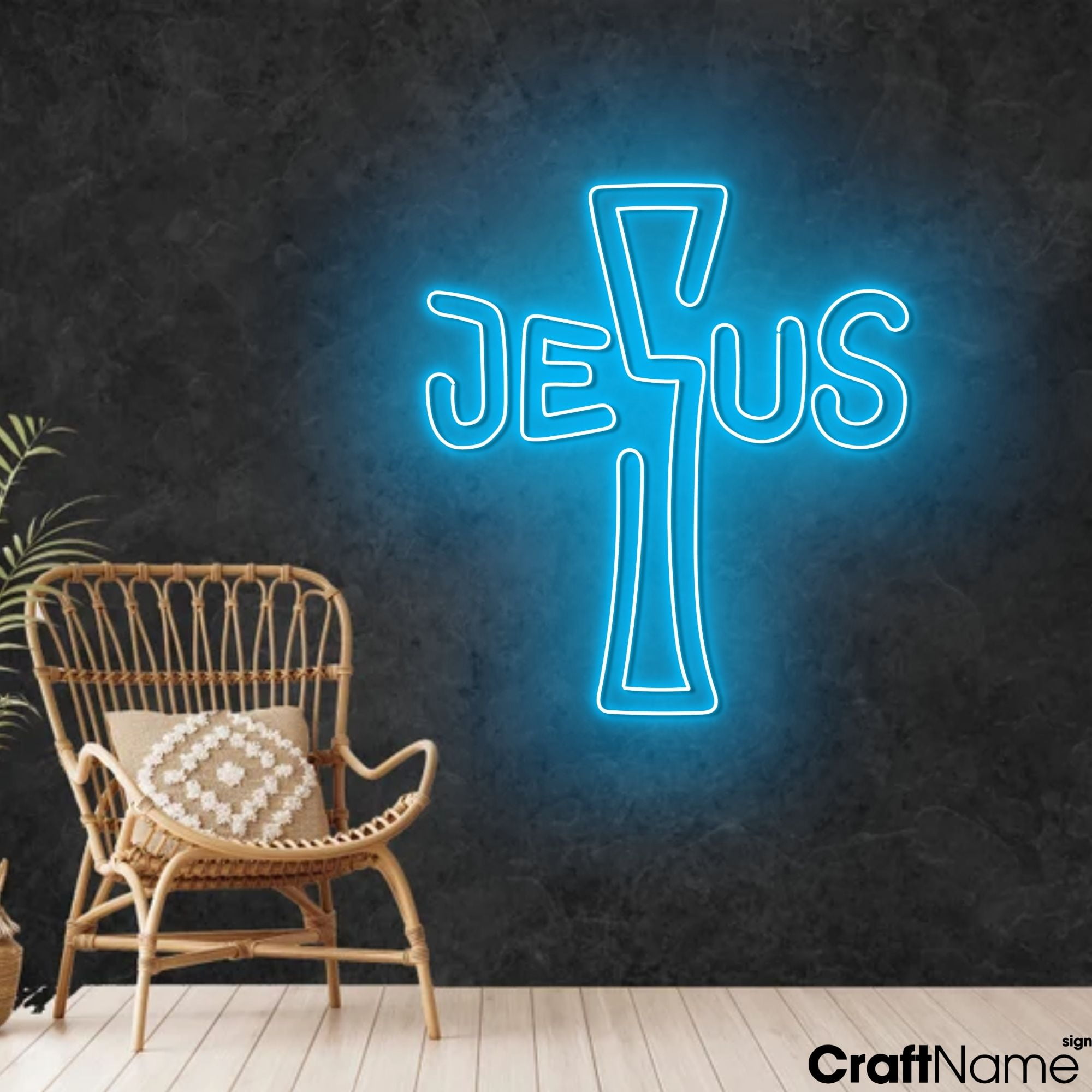 Craftnamesign Jesus Cross Neon Light, Christmas LED Sign Wall Art ...