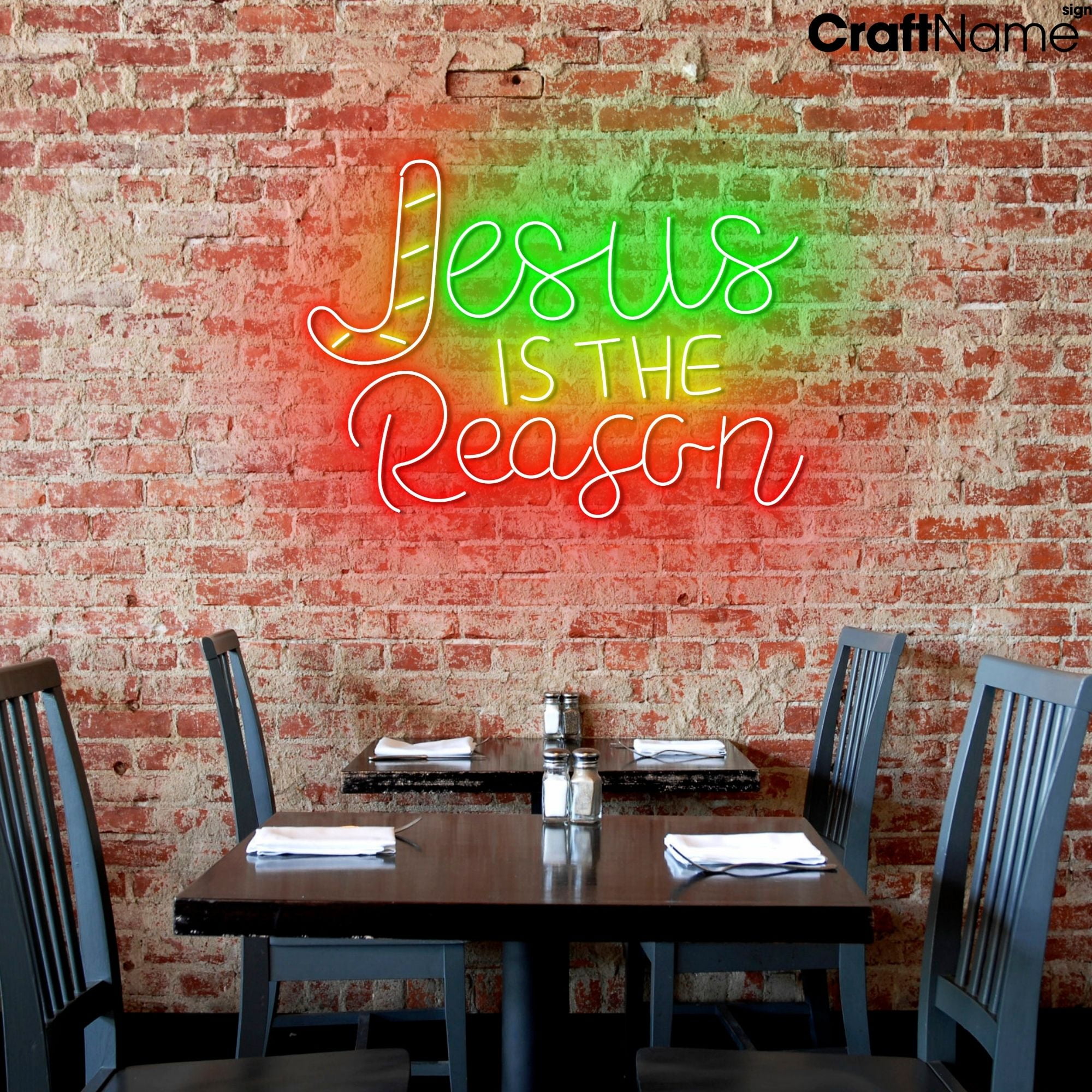 Craftnamesign Jesus Is The Reason LED Sign Light Wall Art For Shop ...
