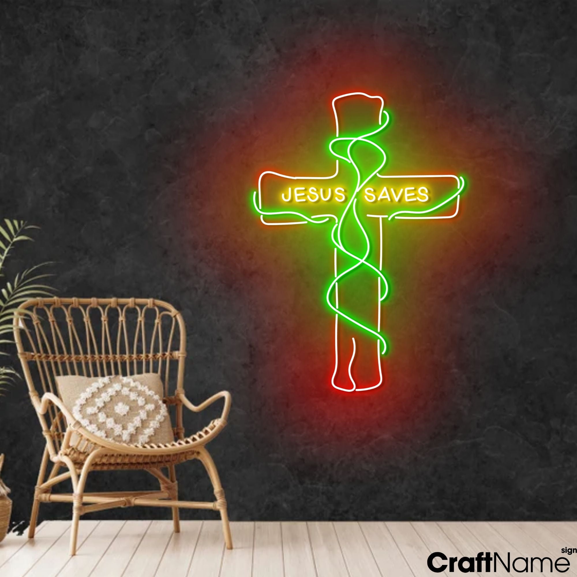 Craftnamesign Jesus Saves Neon Light, Christmas LED Sign Wall Art ...