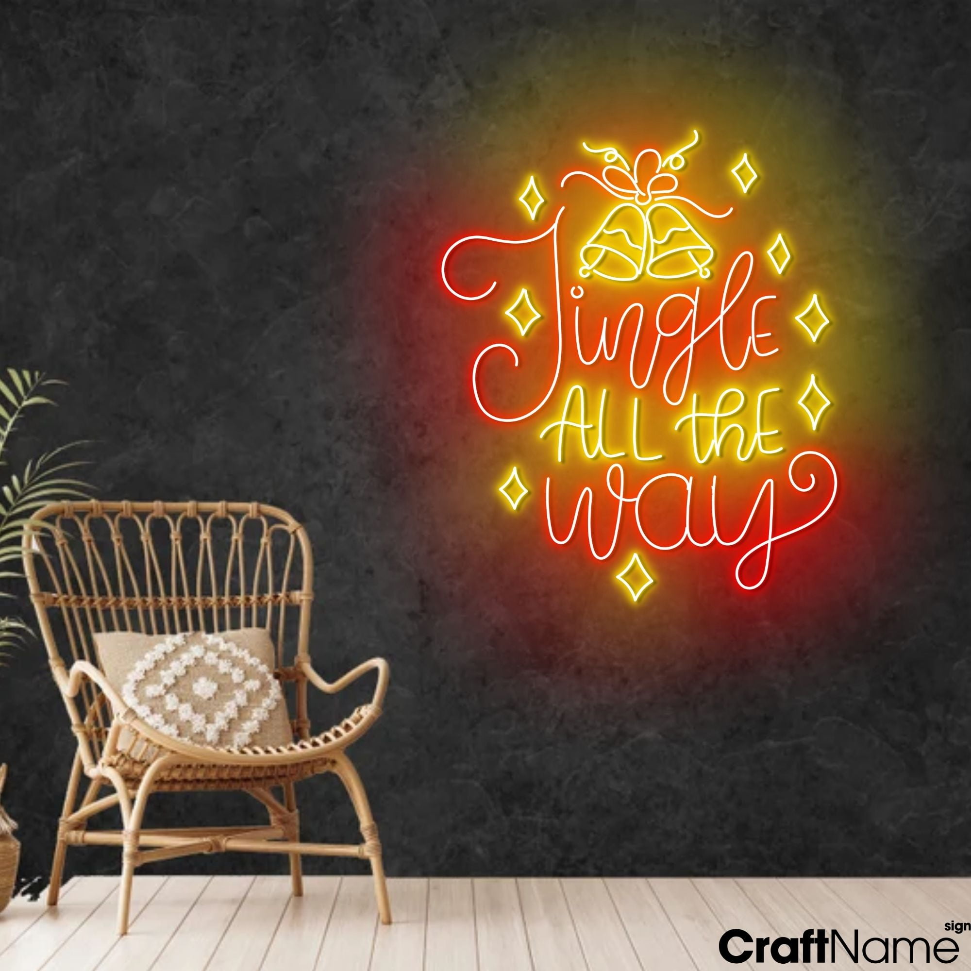 Craftnamesign Jingle All The Way Neon Light Sign Wall Art For Christmas ...