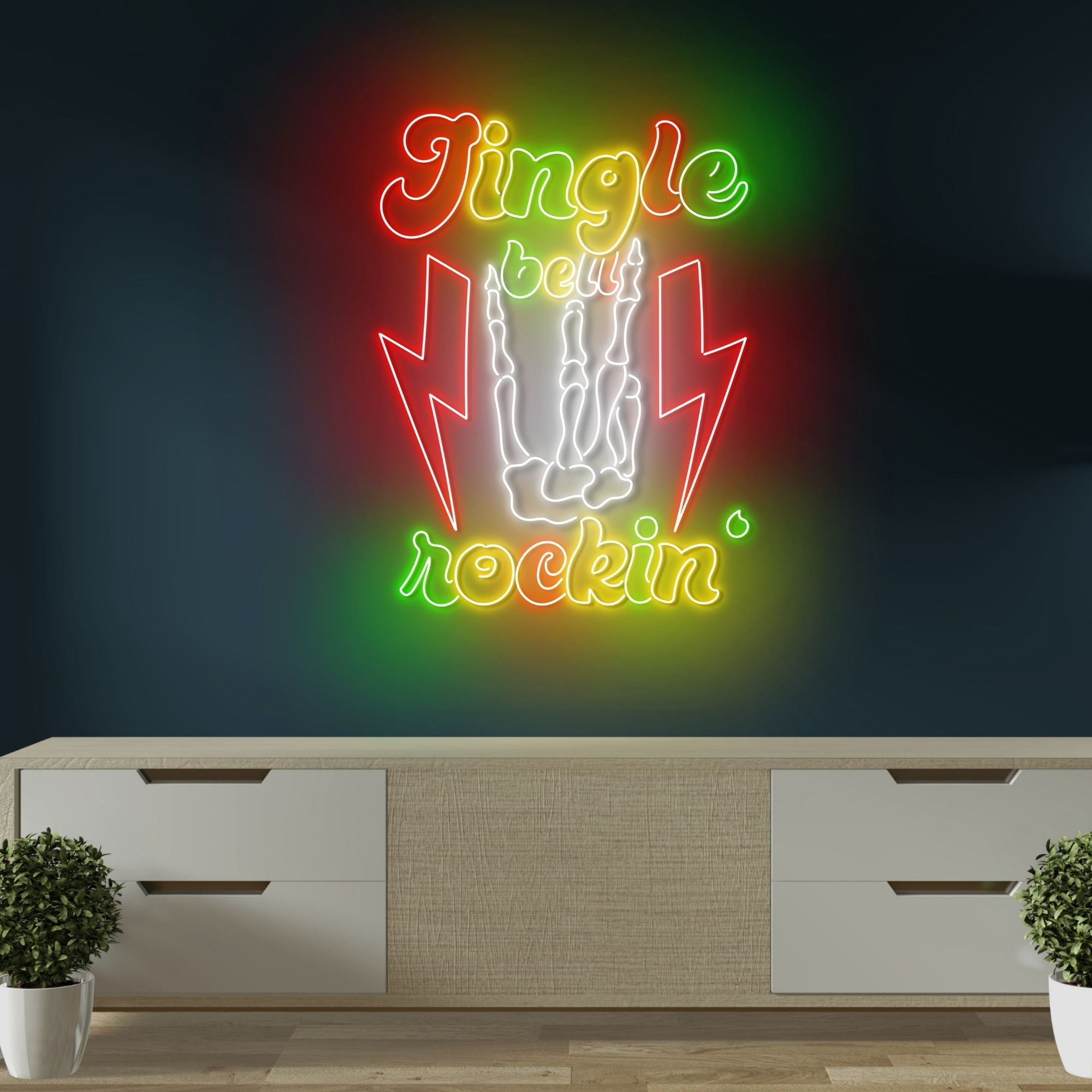 Craftnamesign Jingle Bell Rockin LED Neon Sign, Live Music Wall Art ...