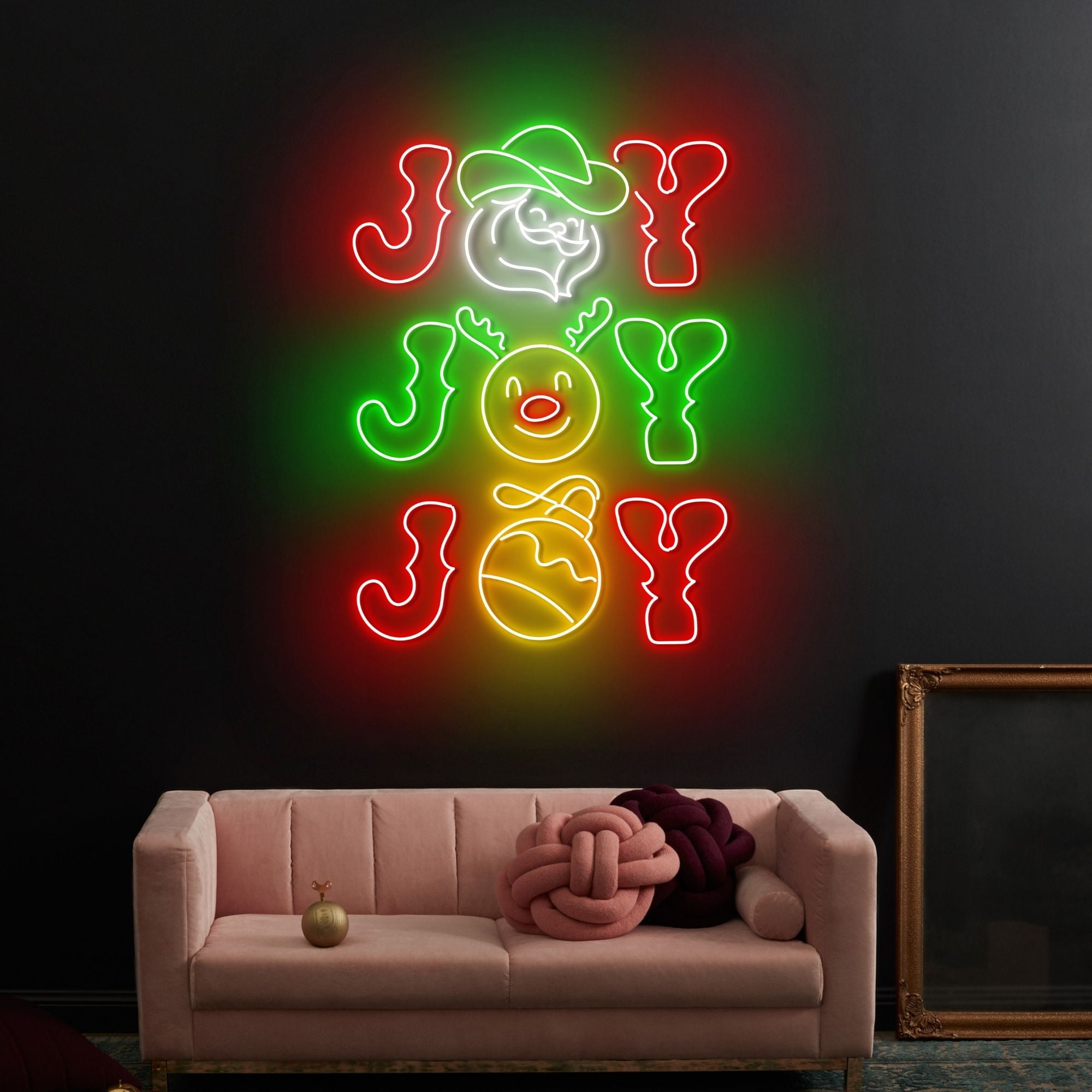 Craftnamesign Joy Joy Joy Neon Light, Christmas Santa LED Sign, Joy ...