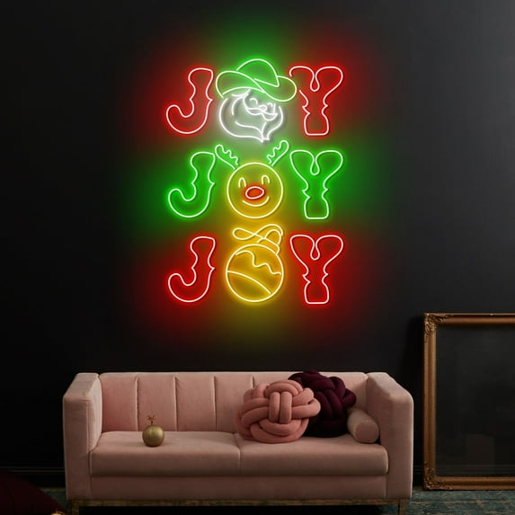 Craftnamesign Joy Joy Joy Neon Light, Christmas Santa LED Sign, Joy ...
