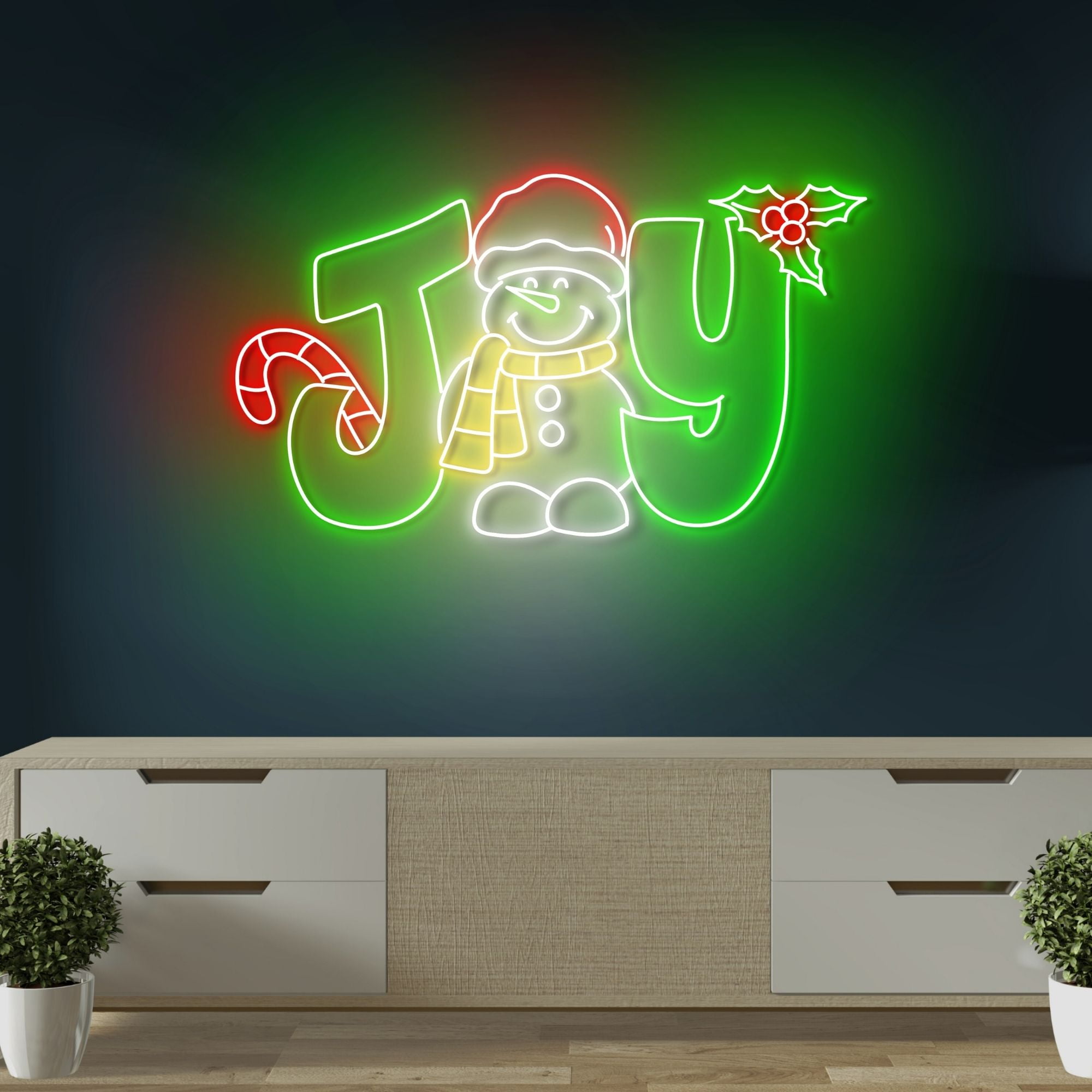Craftnamesign Joy Xmas Neon Light, Snowman LED Light Wall Sign ...