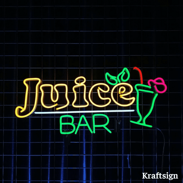 Craftnamesign Juice Bar Neon Sign, Juice LED Sign, Open Shop Signage ...