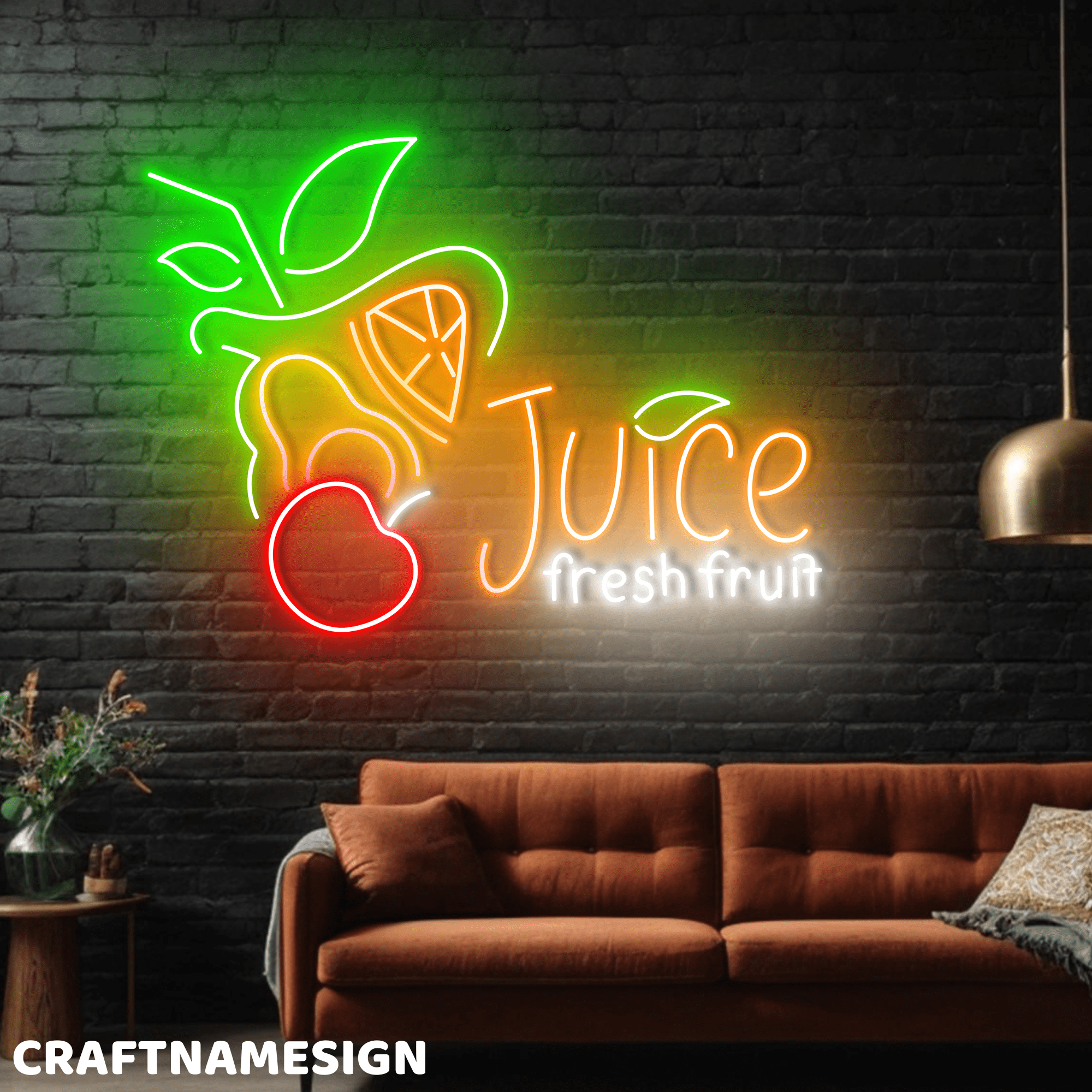 Craftnamesign Juice Fresh Fruit Neon Sign, Juice Store Wall Art, Fruit ...