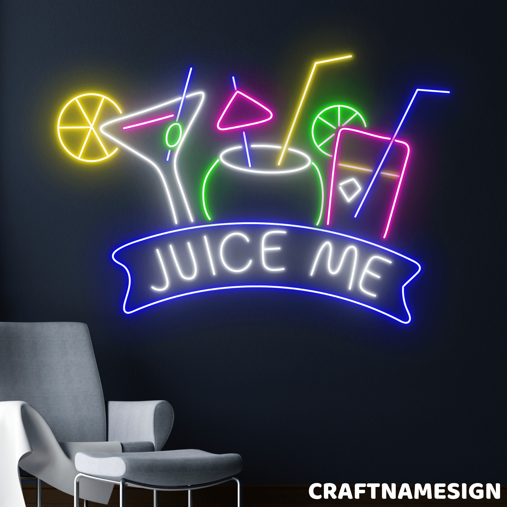 Craftnamesign Juice Me Neon Sign, Juice Store Wall Decor, Juice Bar ...