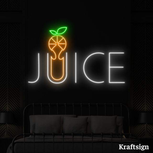 Craftnamesign Juice Neon Sign,Orange LED Sign,Fruit Shop Decor,Shop ...
