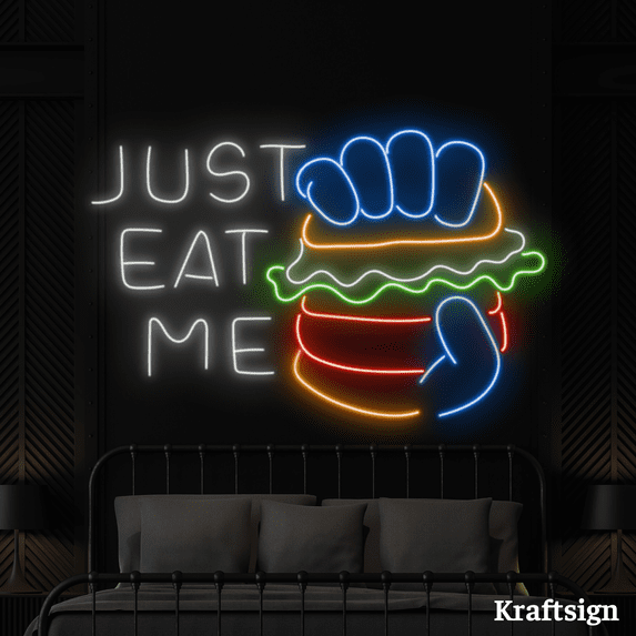Craftnamesign Just Eat Me Neon Sign, Burger Shop Signage, Fast Food ...