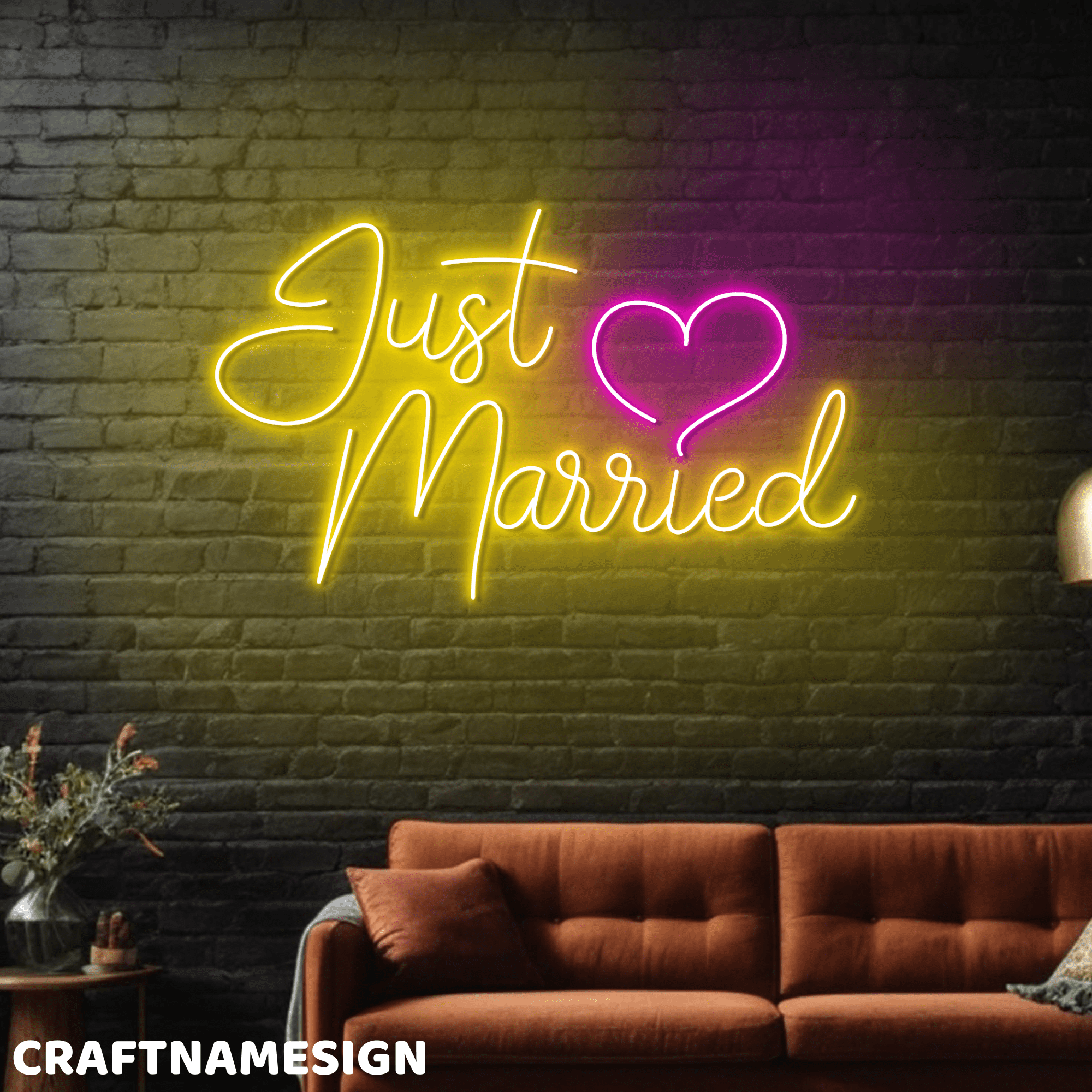 Craftnamesign Just Married Neon Sign, Wedding Wall Sign, Engagement ...